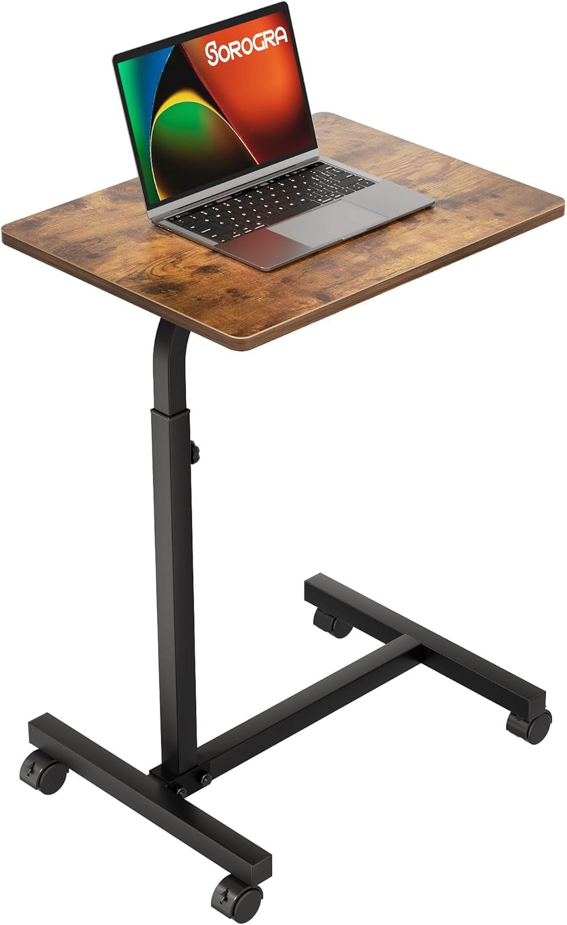 Overbed Table with Lockable Wheels, Height Adjustable Rolling Desk for Bed and Couch, Small Side ...