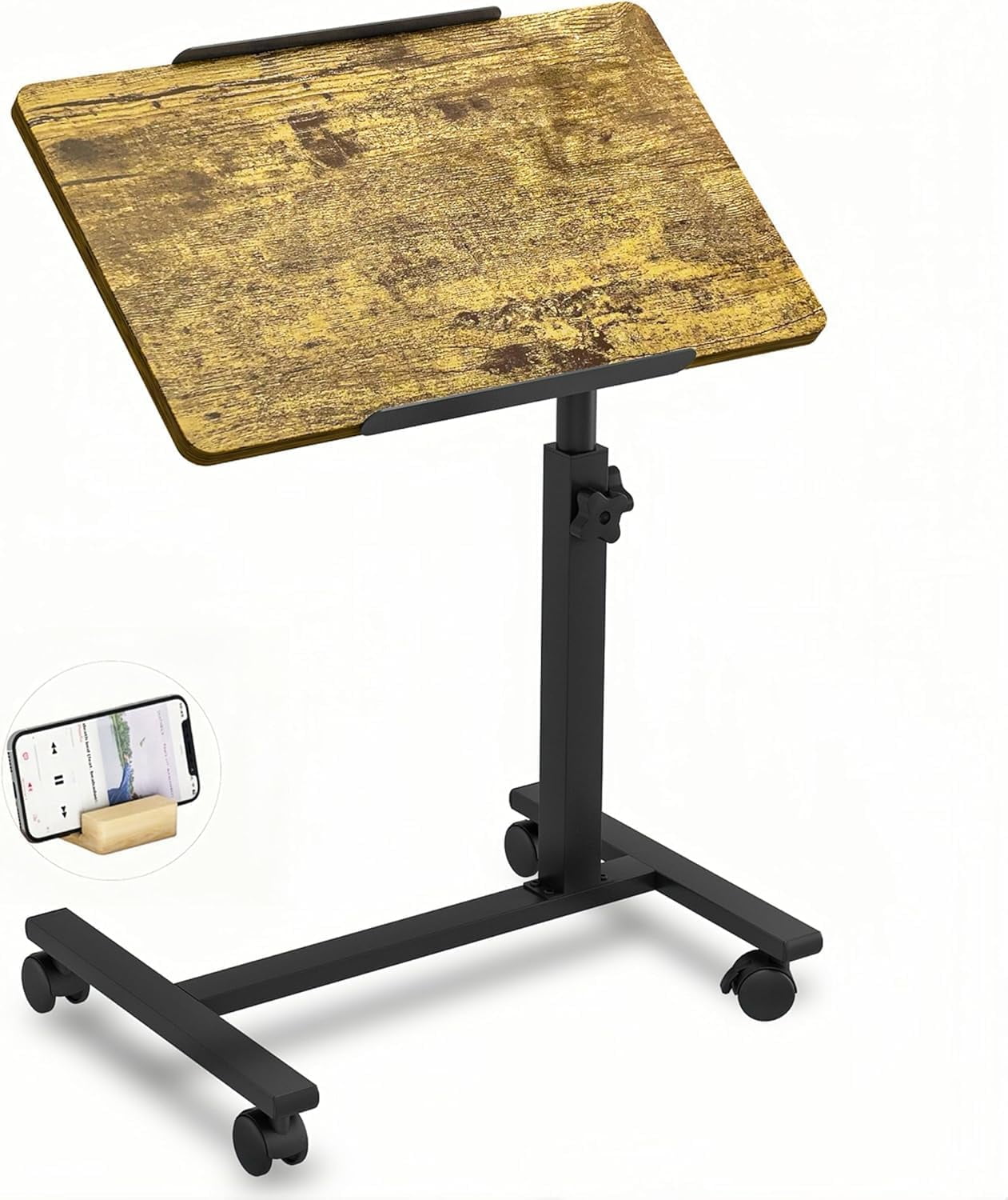Overbed Table with Wheels Bedside Rolling Laptop Stands Mobile Tray ...