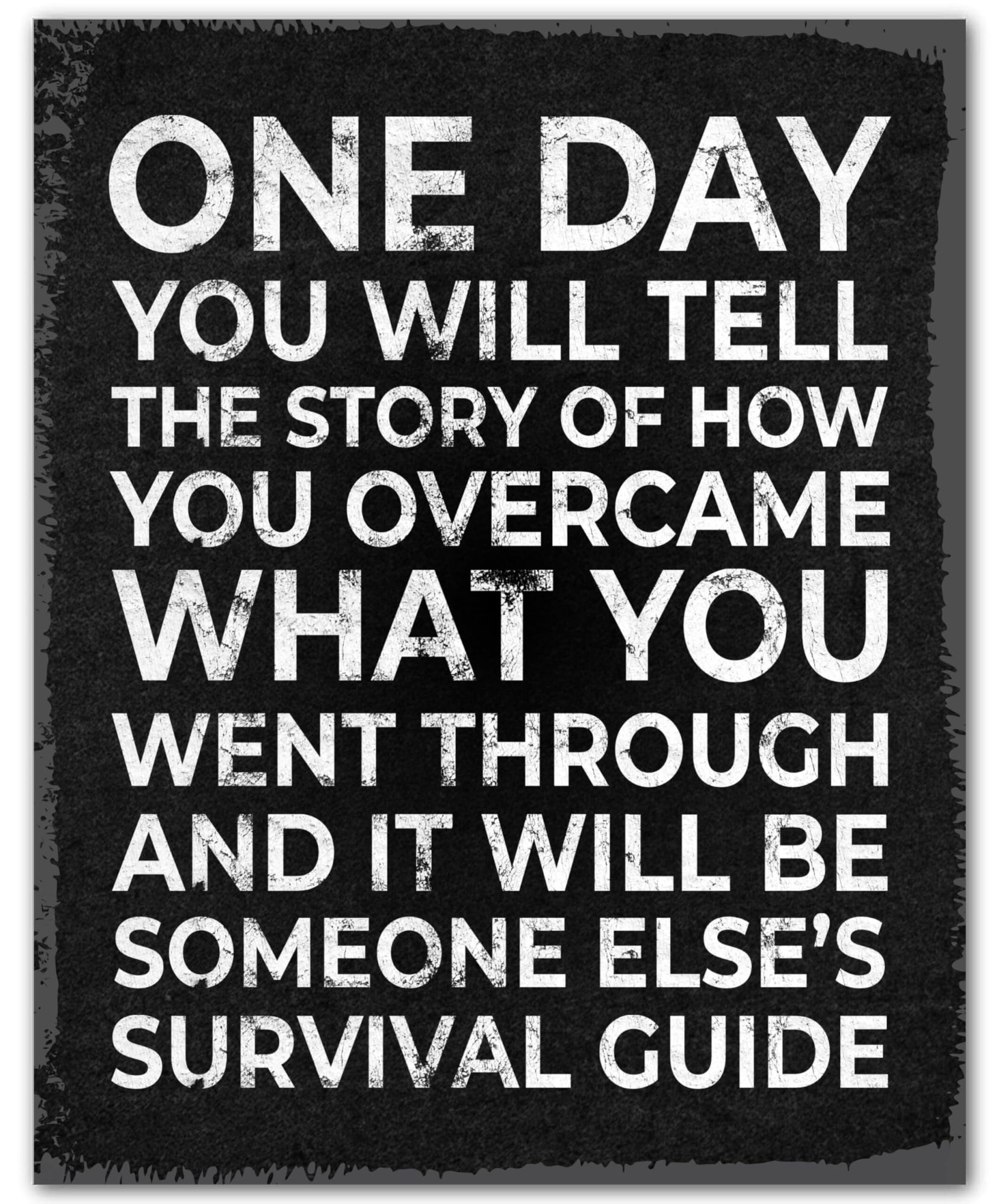 Overcome Inspire Survival Quote - Motivational Wall Art for Him - Black ...