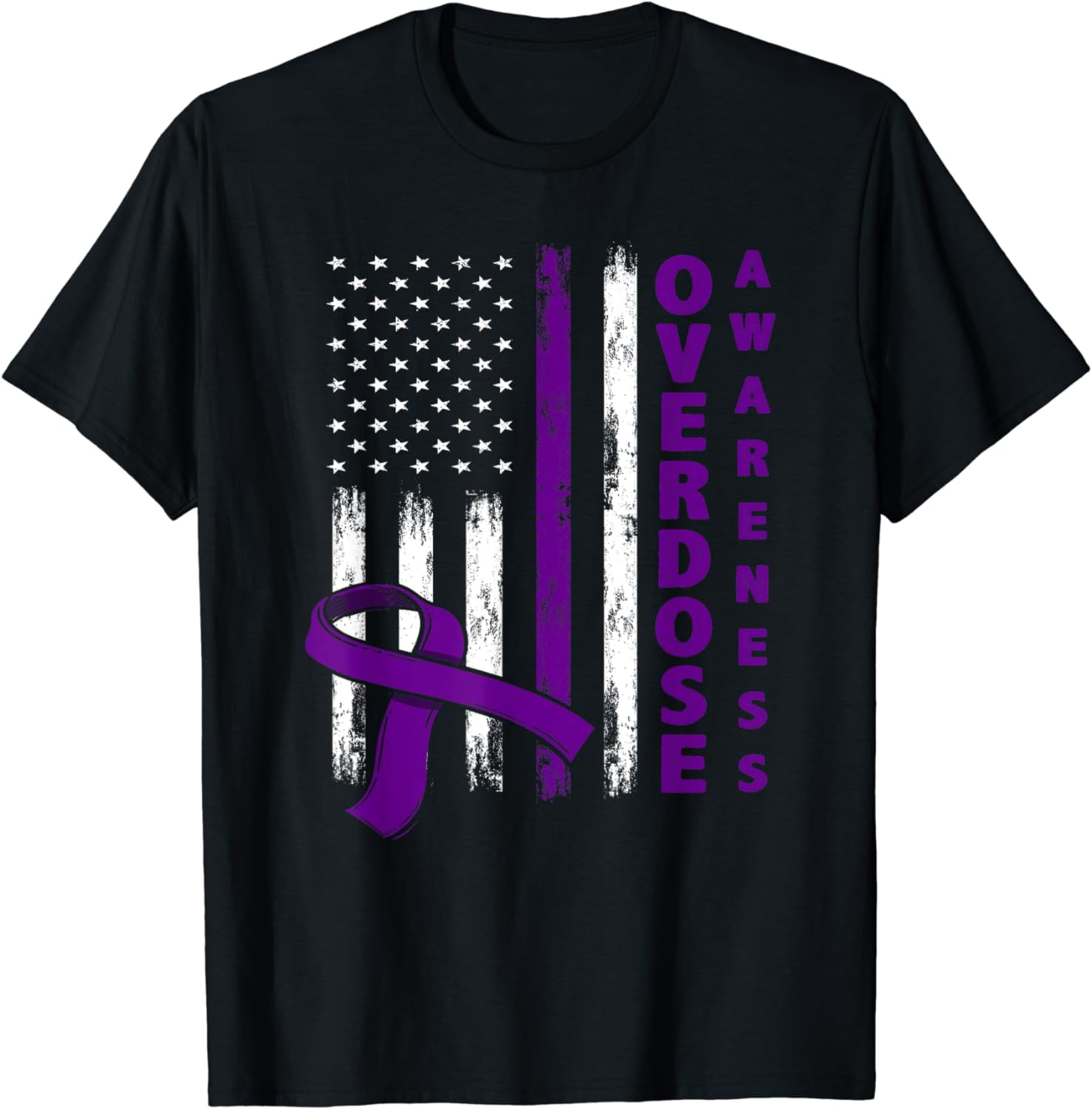 Overdose Awareness Day USA American Flag Overdose Awareness T-Shirt ...