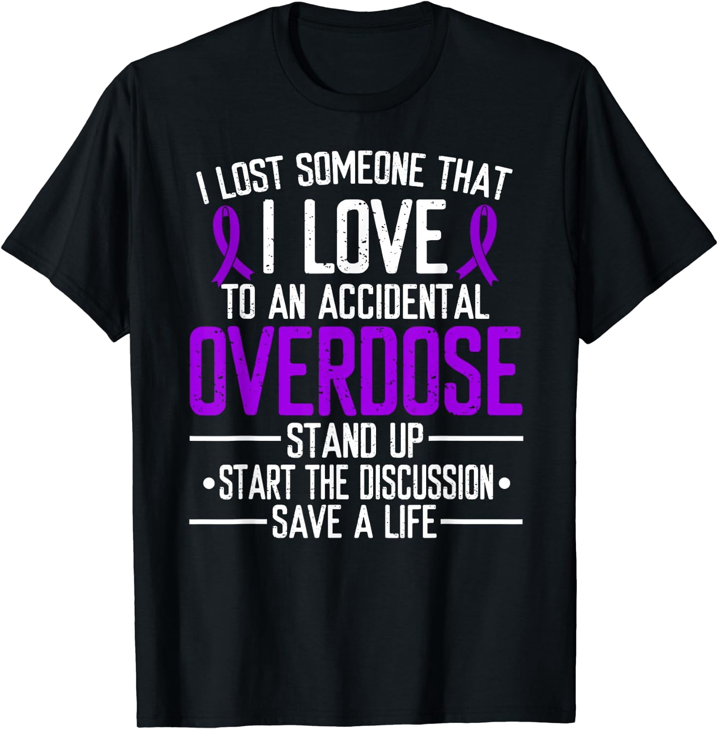 Overdose Awareness Lost someone I love Purple Ribbon T-Shirt - Walmart.com