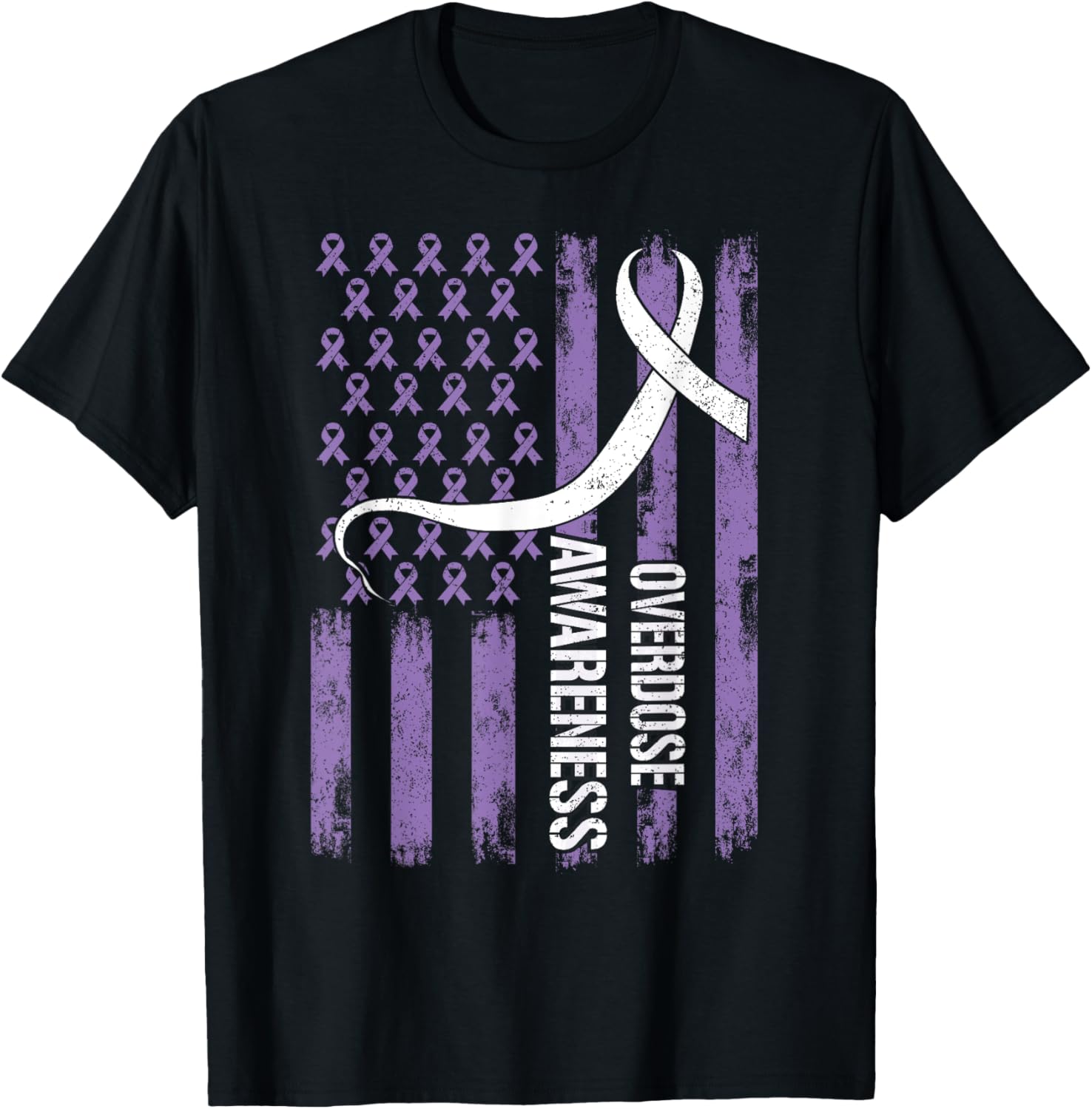 Overdose Awareness Month Flag Purple for Men and Women Cotton T-Shirt ...