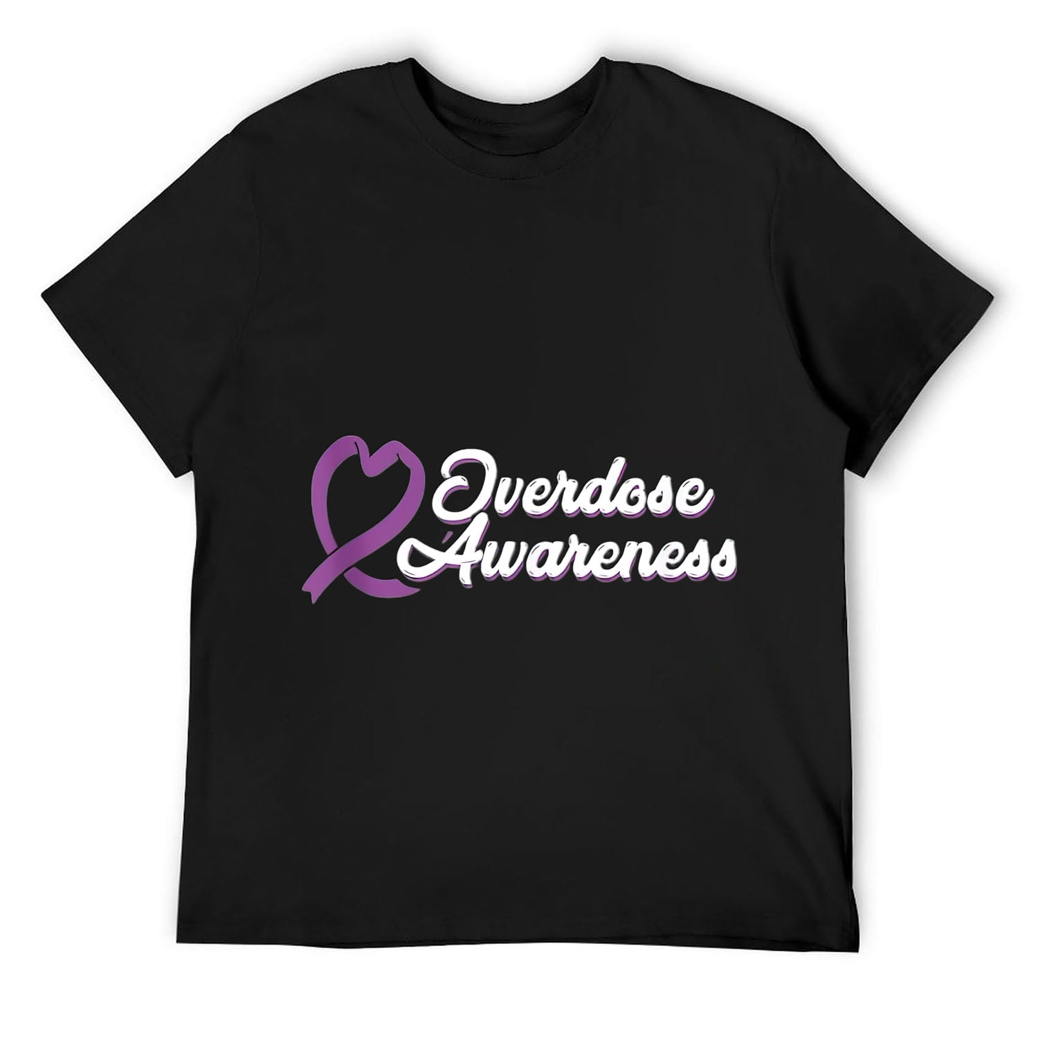 Overdose Awareness Purple Ribbon Drug Addiction Mens T Shirt Black 3XL ...