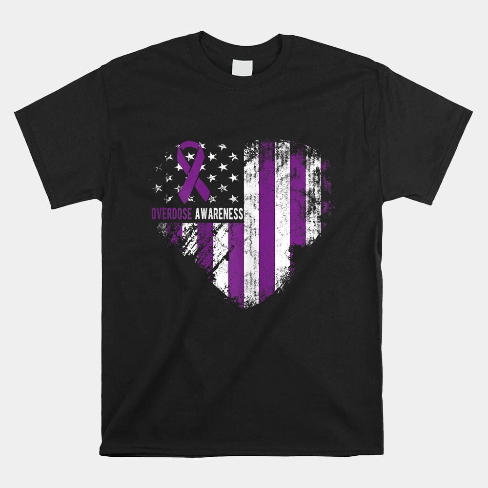 Overdose Awareness Purple Ribbon Drug Addiction Shirt - Walmart.com