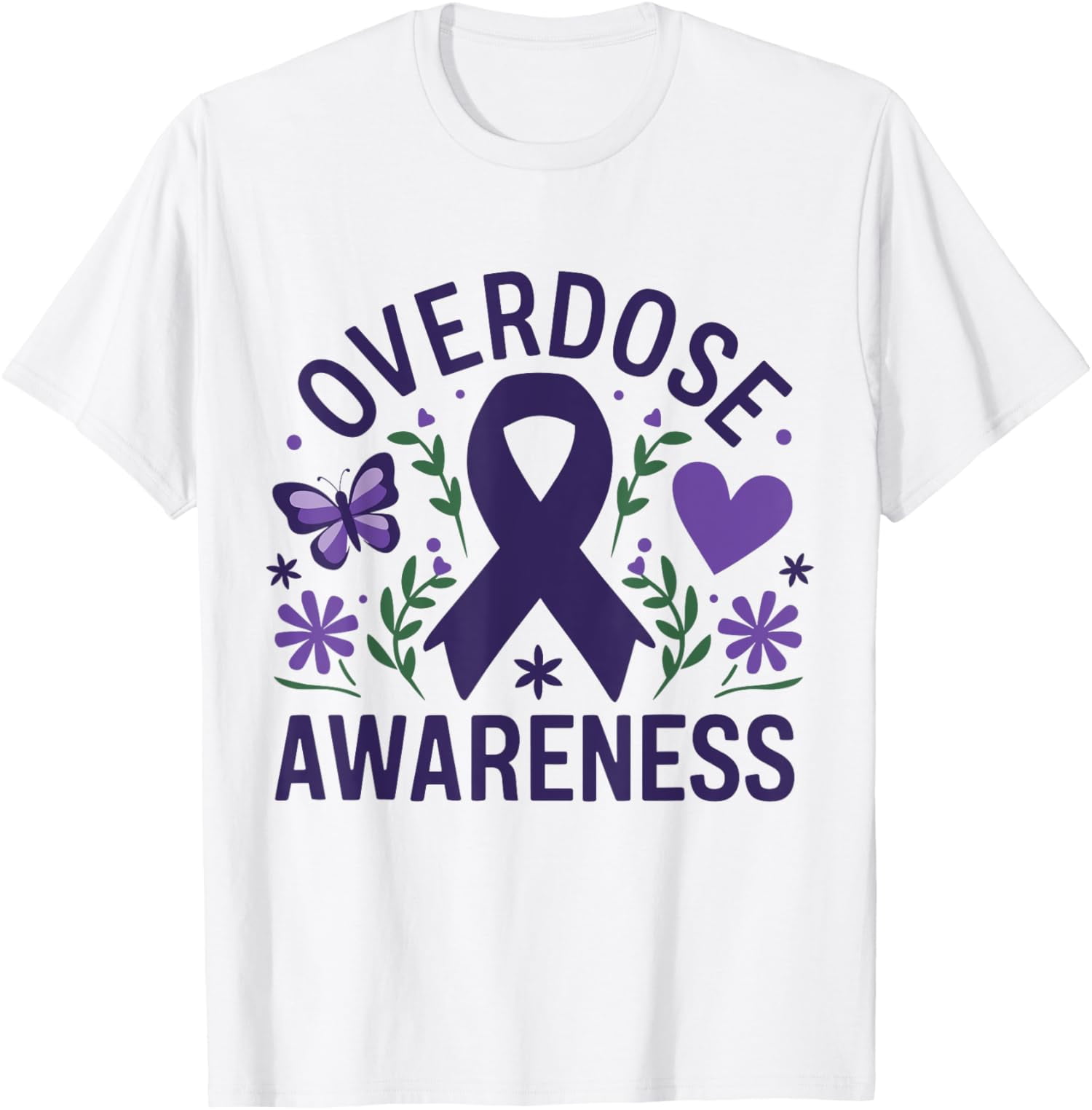 Overdose Awareness Purple Ribbon Drug Addiction T-Shirt - Walmart.com