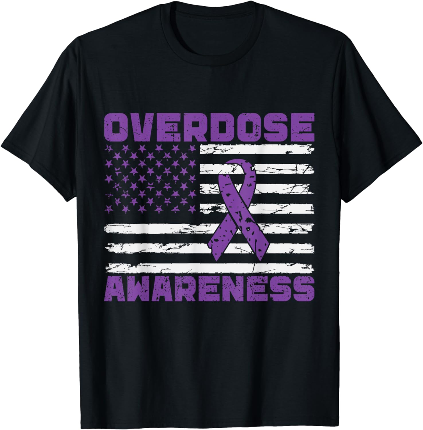 Overdose Awareness Purple Ribbon Drug Addiction T-Shirt - Walmart.com