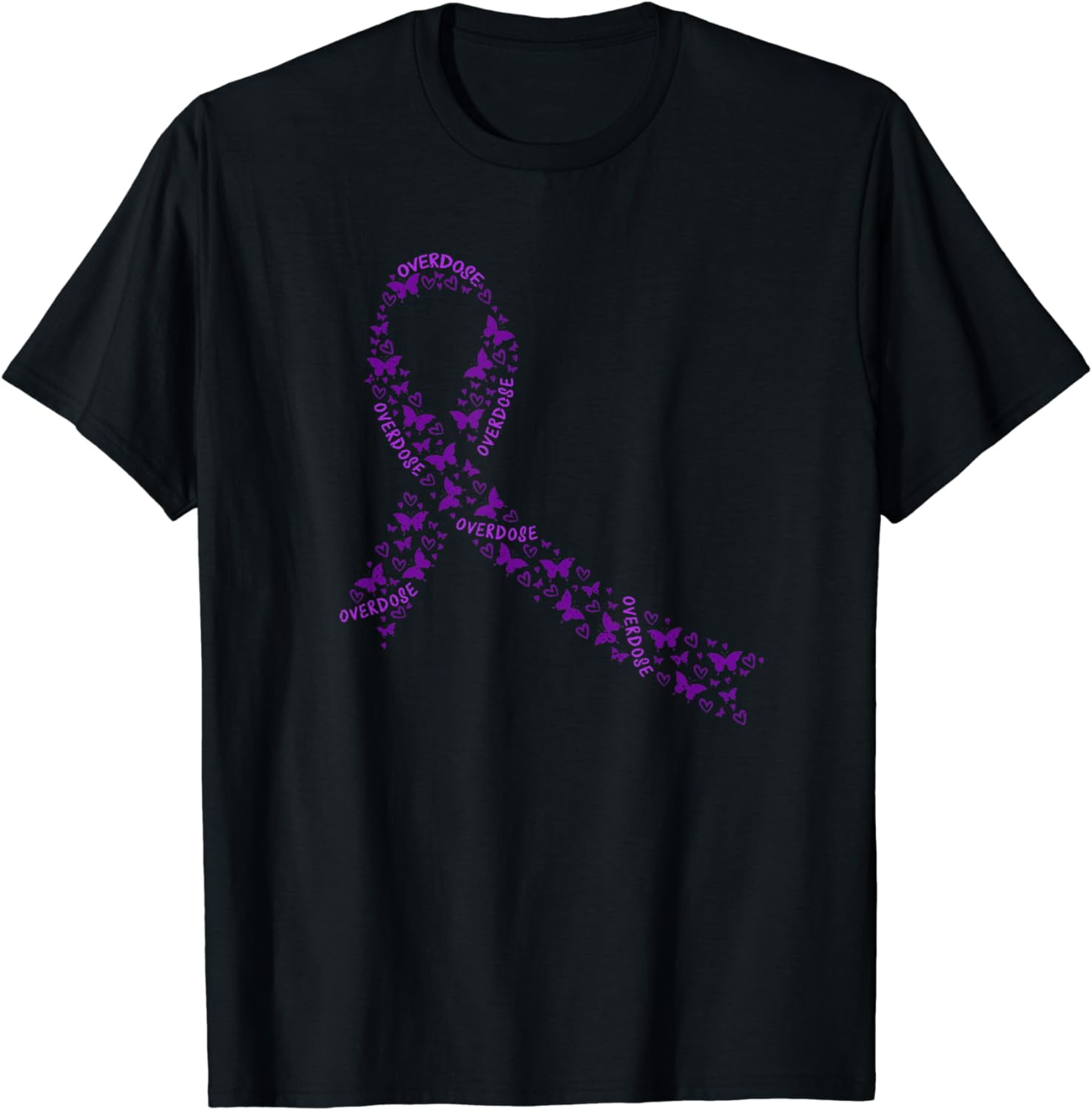 Overdose Awareness Ribbon Purple Drug Addiction Recovery T-Shirt ...