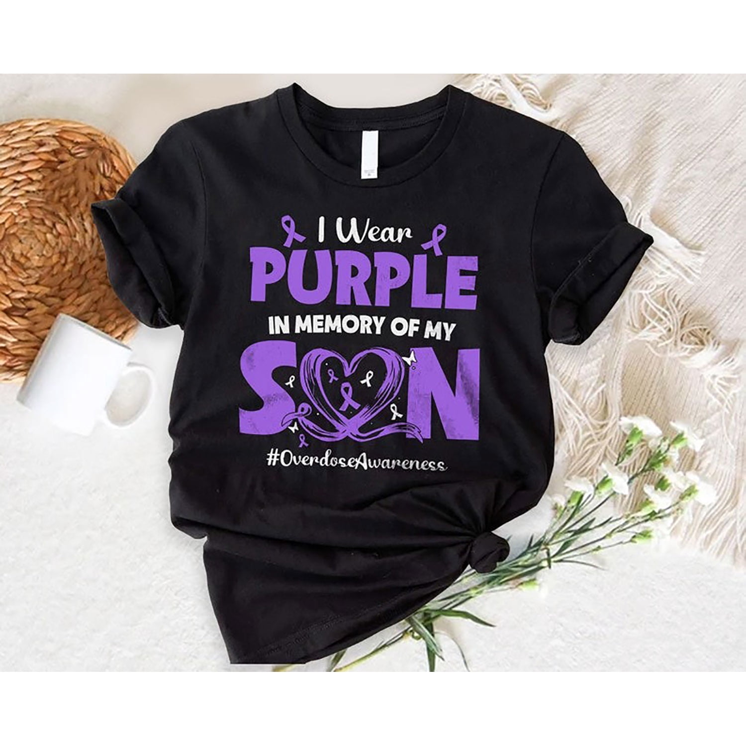 Overdose Awareness Shirt, Purple Ribbon T-Shirt For Overdose Awareness ...