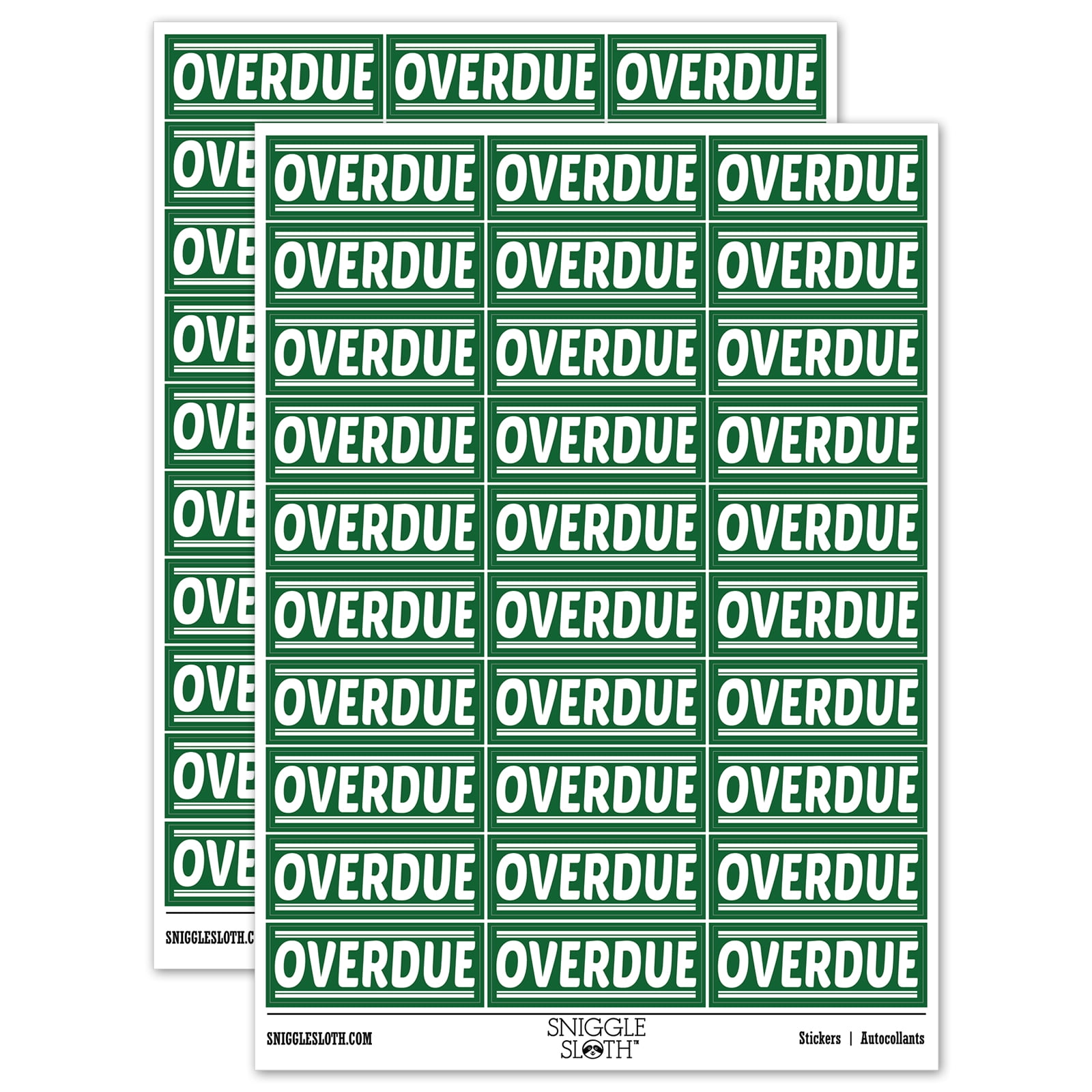 Overdue Payment Library Book Sticker Set - Dark Green - Matte Finish ...