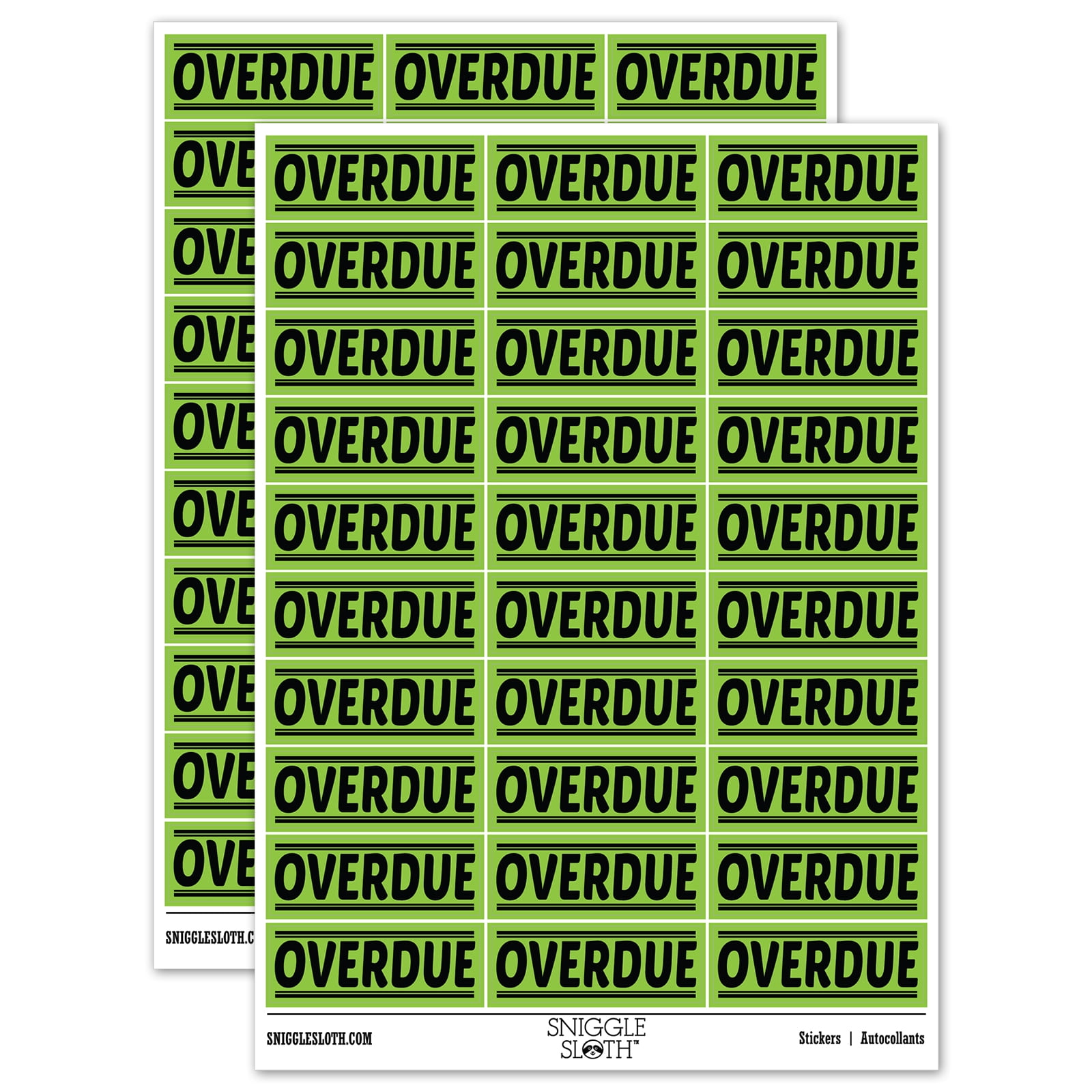 Overdue Payment Library Book Sticker Set - Light Green - Matte Finish ...