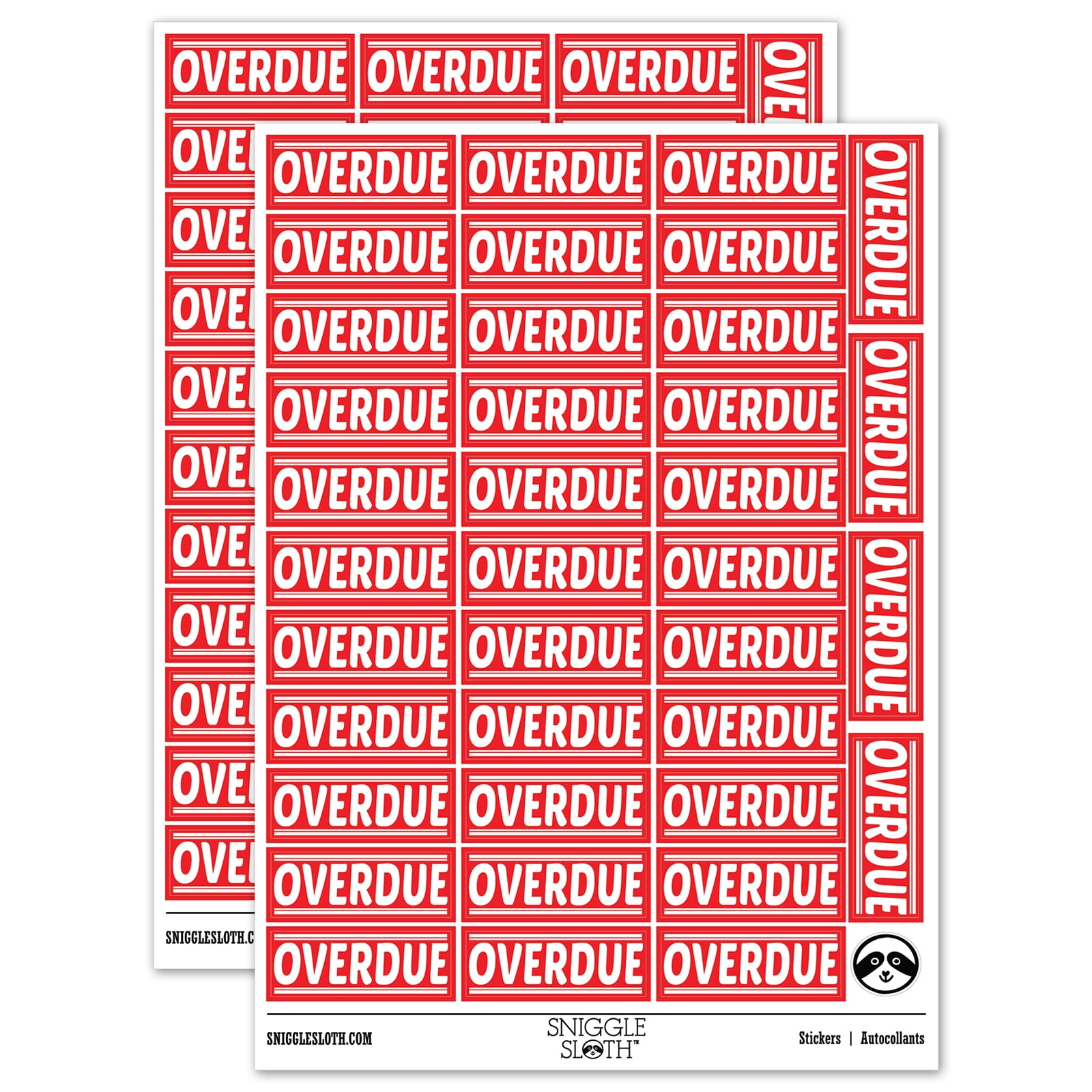 Overdue Payment Library Book Sticker Set - Red - Matte Finish - 1.5 ...