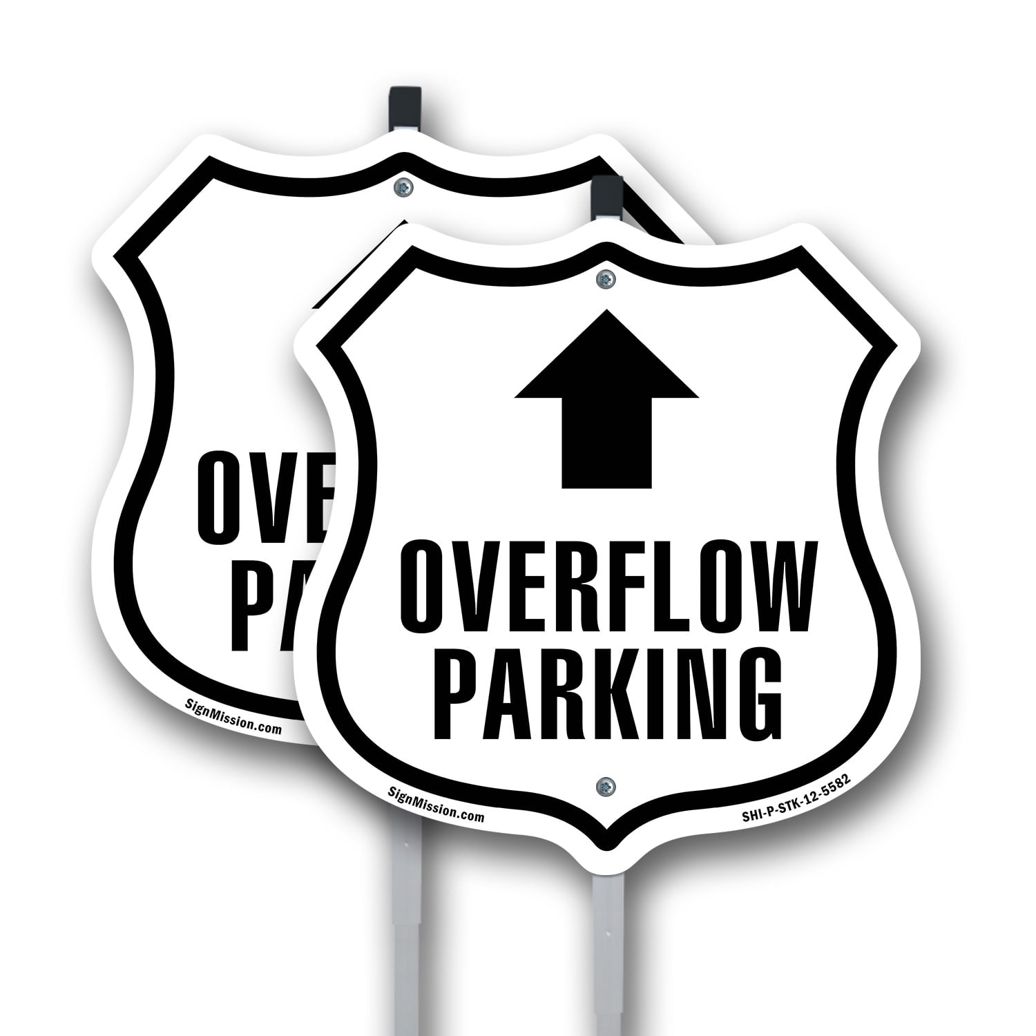 Overflow Parking Up (2 Pack) 12 inch X 12 inch Shield Shaped Commercial ...