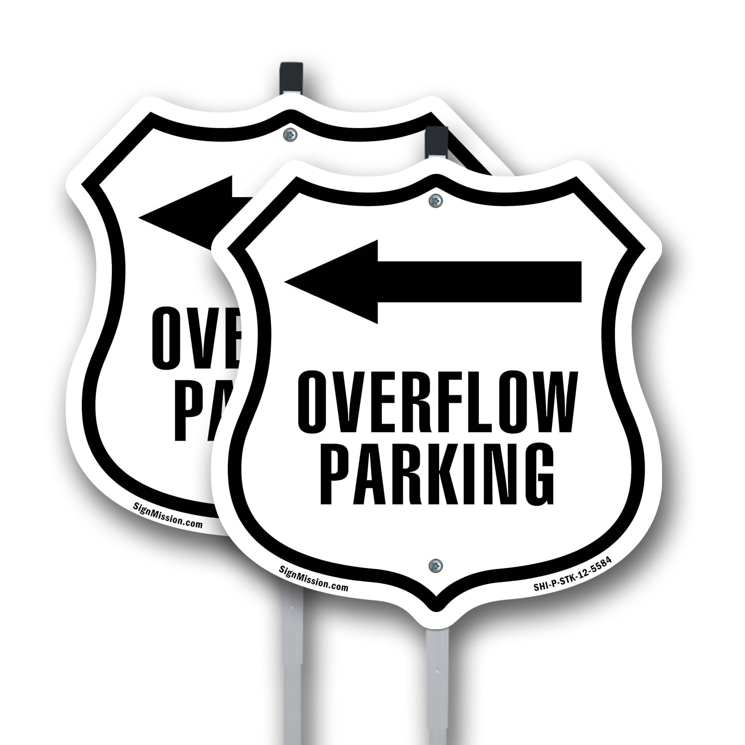 Overflow Parking Left (2 Pack) 12 inch X 12 inch Shield Shaped Rust ...