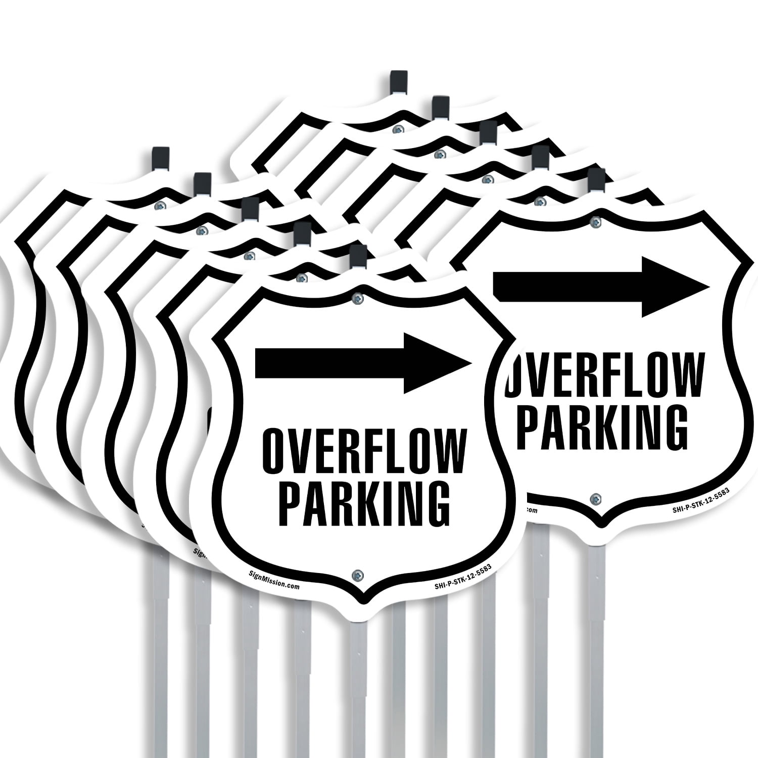 Overflow Parking Right (10 Pack) 12 inch X 12 inch Shield Shaped ...