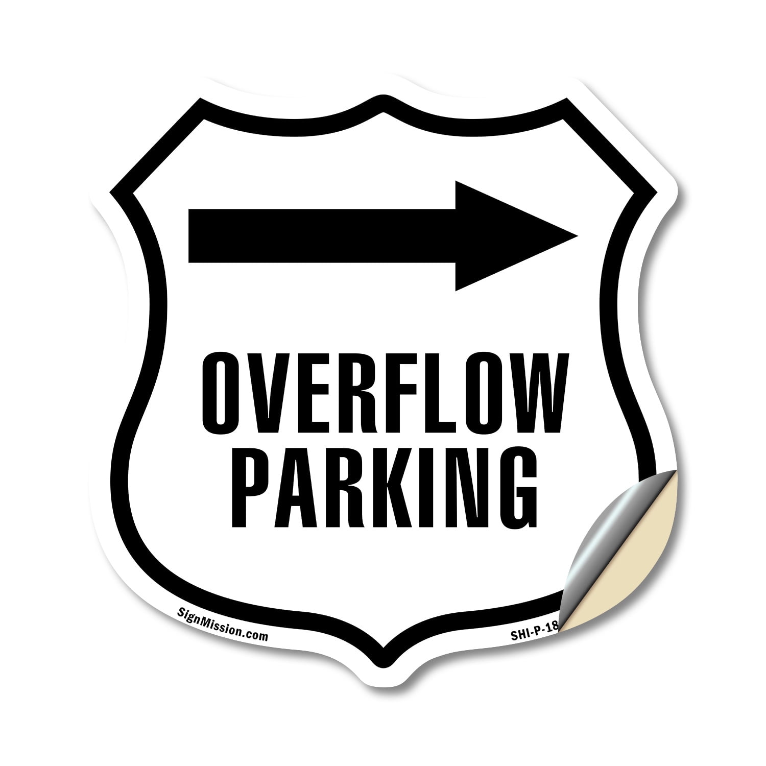 Overflow Parking Right (5 Pack) 4 inch X 4 inch Shield Shaped Heavy ...