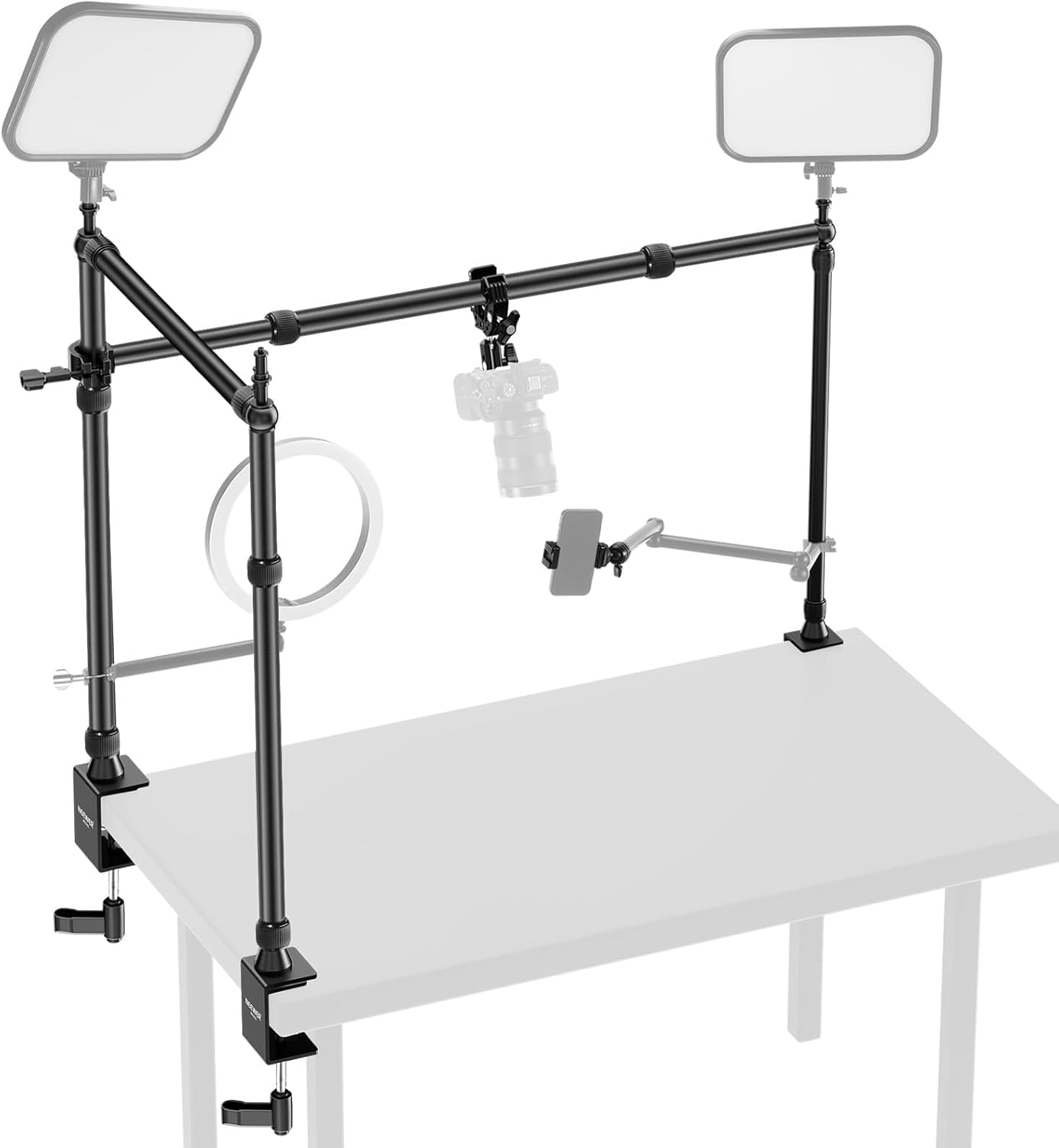 Overhead Camera Mount Rig with Dual Ball Head Super Clamp/Phone Holder ...