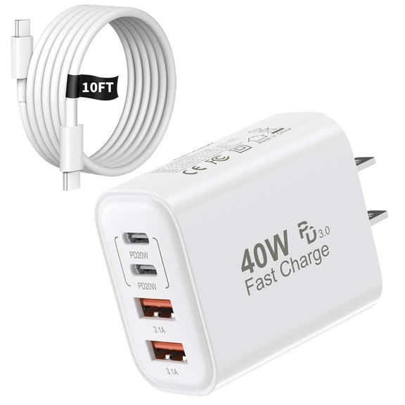 SHIQI-Bling USB C Car Charger, 48W PD QC Dual Port Fast Adapter with 3 ...