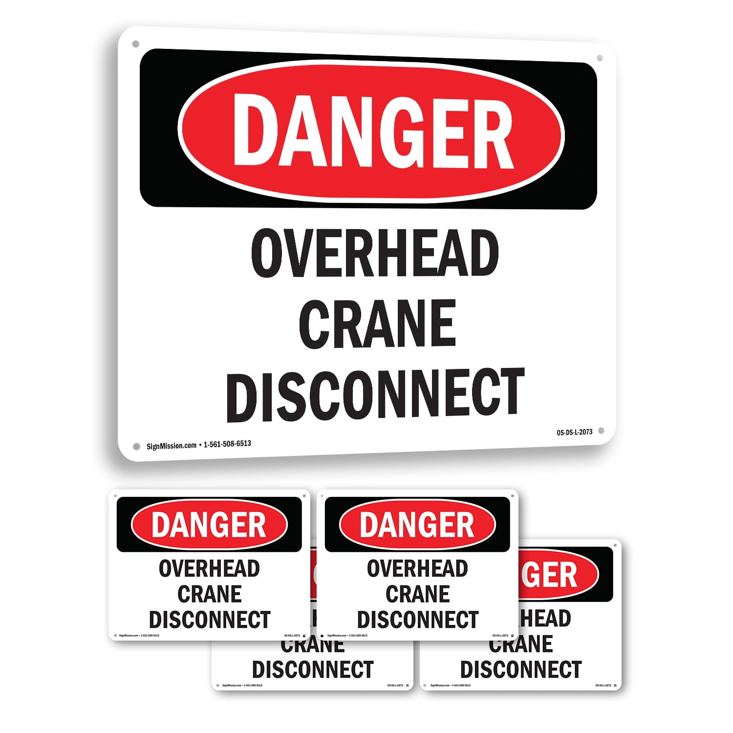 Overhead Crane Disconnect OSHA Danger Rigid Plastic Sign 10 Inch x 7 ...