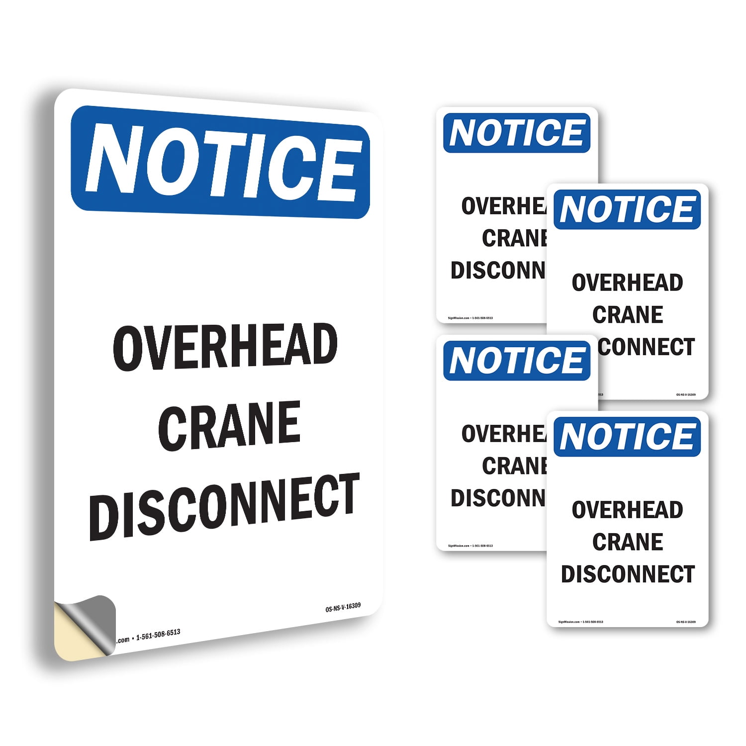 Overhead Crane Disconnect OSHA Notice Vinyl Decal Label 7 Inch x 5 Inch ...