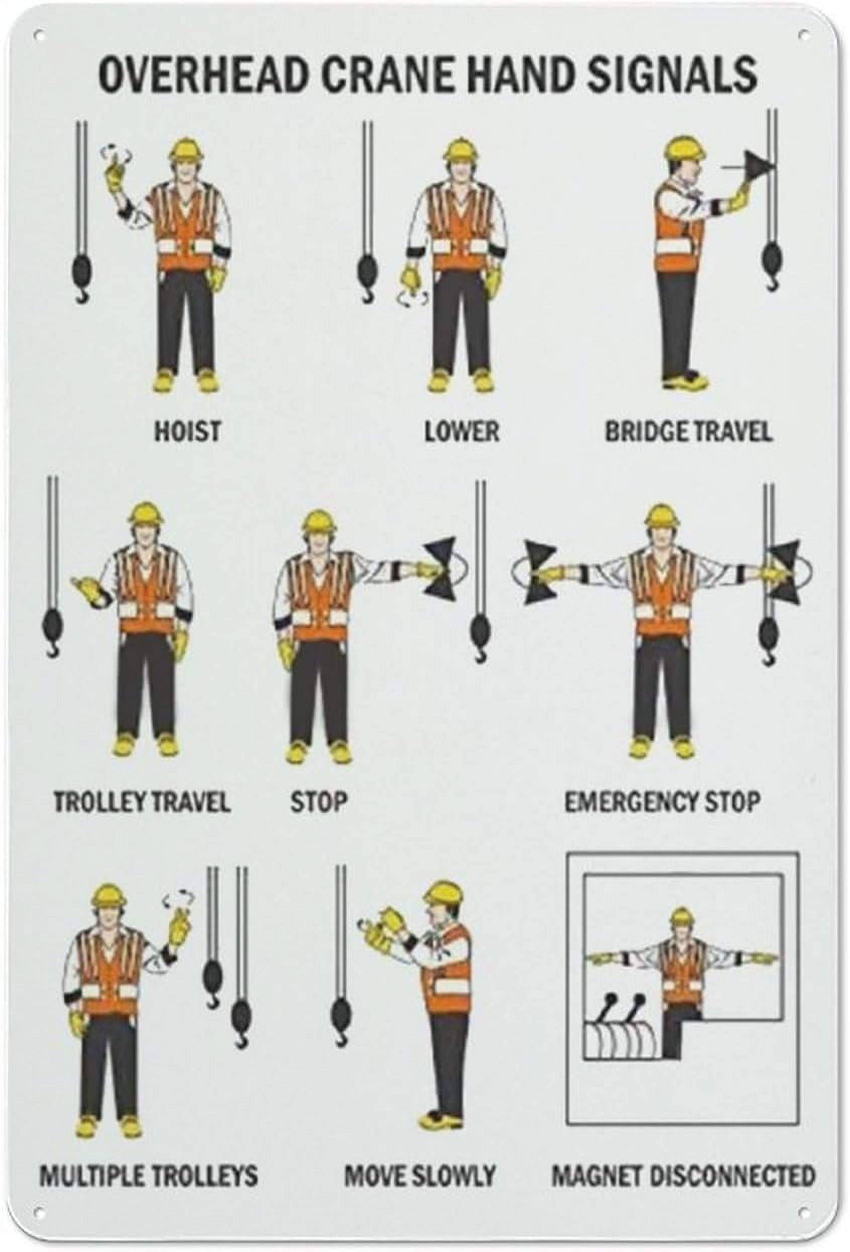 Overhead Crane Hand Signals (with Graphic),Gestures and postures,Heavy-Duty tin Sign,Metal Tin ...