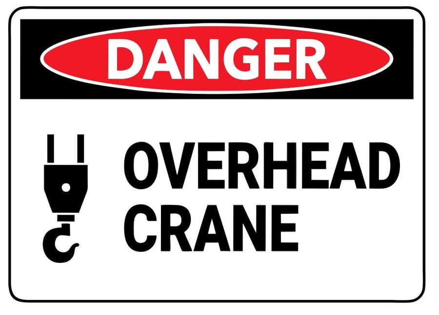 Overhead Crane Warning Safety Sign metal aluminium Wall Sign (12 x 16 ...