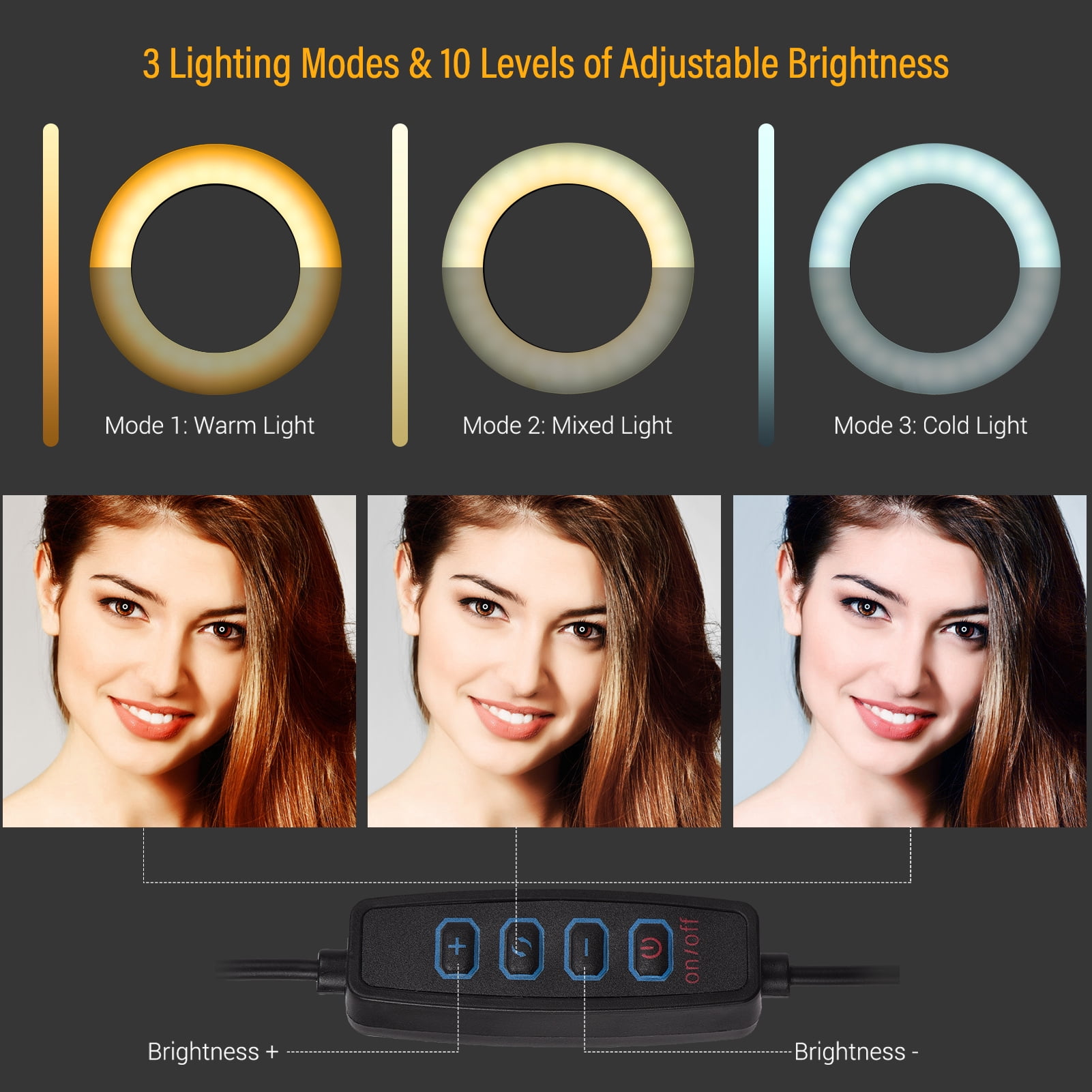 Overhead Dimmable Ring Light Desktop Fill Light Holder Tripod Arm ...