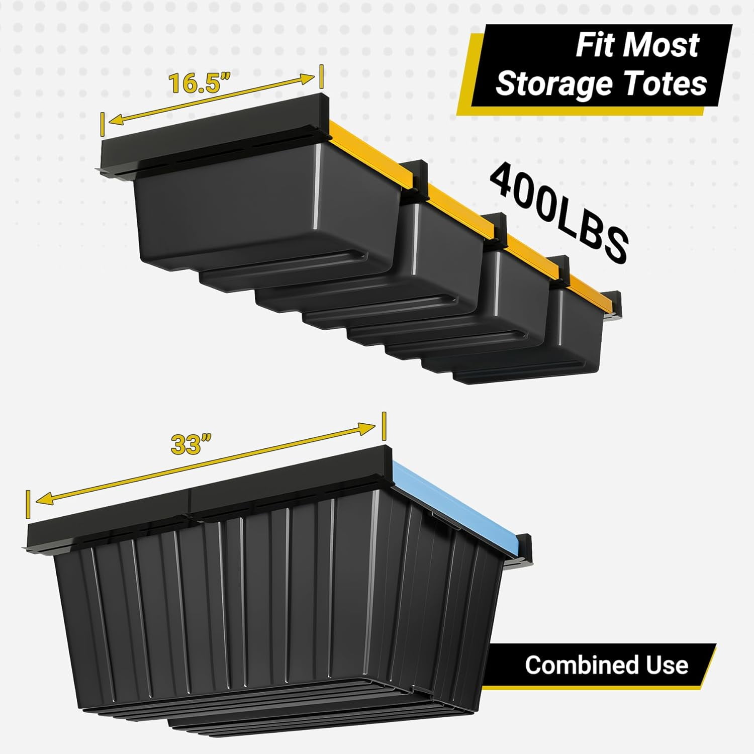 Overhead Garage Storage Rack 4-Bin, Heavy Duty Ceiling Racks w/ 400 LBS ...