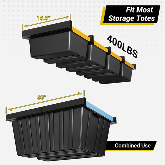 Overhead Garage Storage Rack 4-Bin, Heavy Duty Ceiling Racks w/ 400 LBS ...