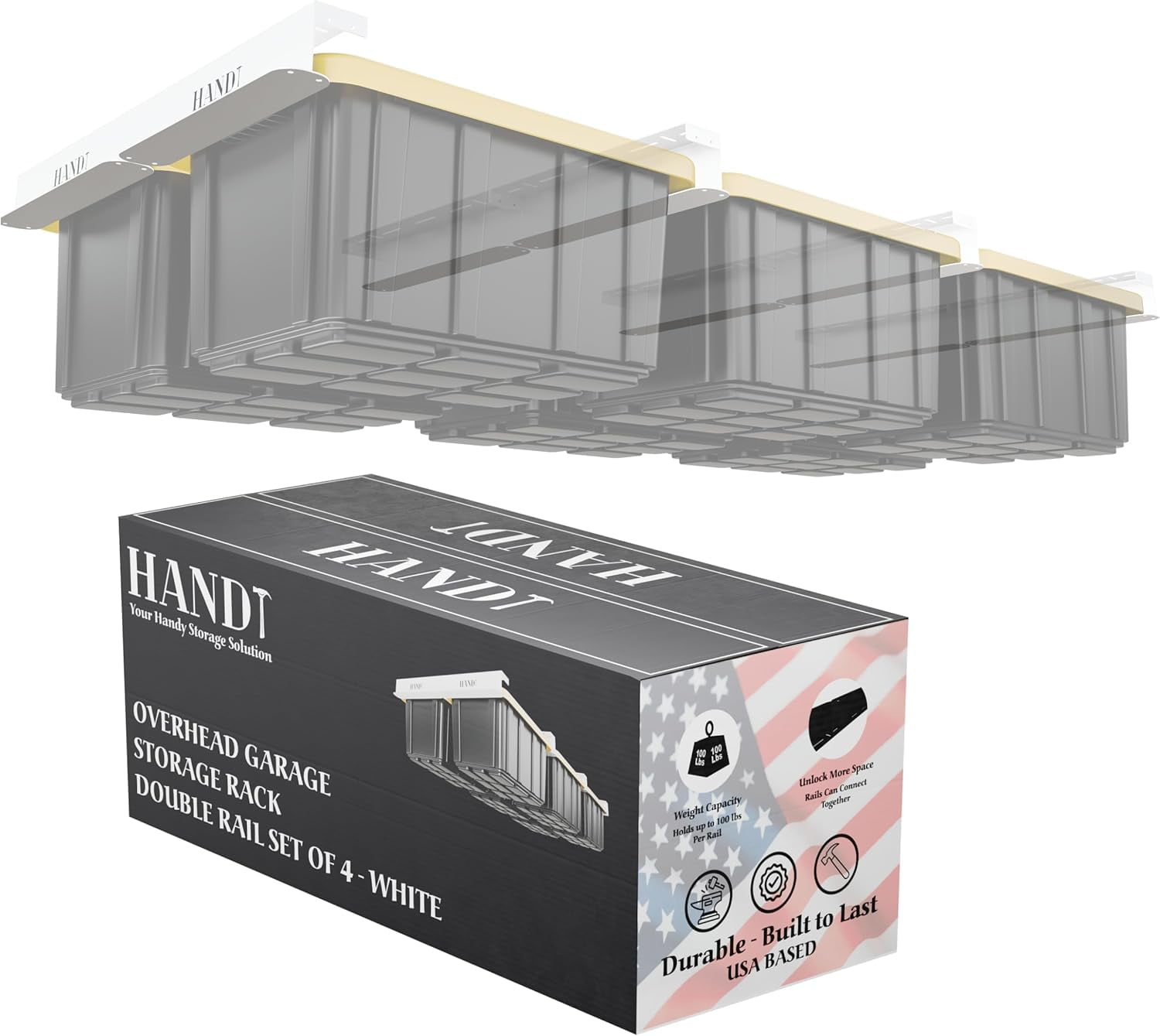 Overhead Garage Storage Rack, Connectable Heavy Duty Metal Ceiling ...