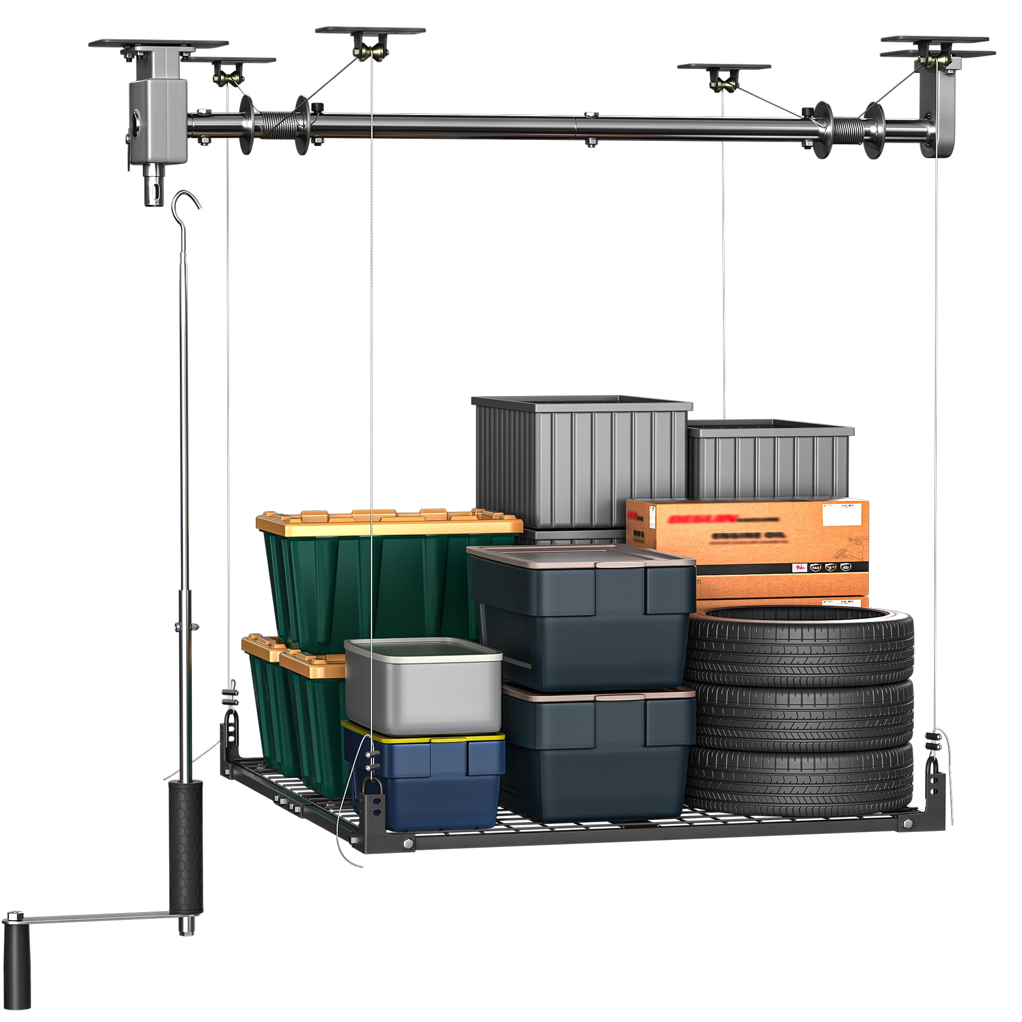 Overhead Garage Storage Rack Lift, 4x4FT Heavy-Duty Ceiling Storage ...