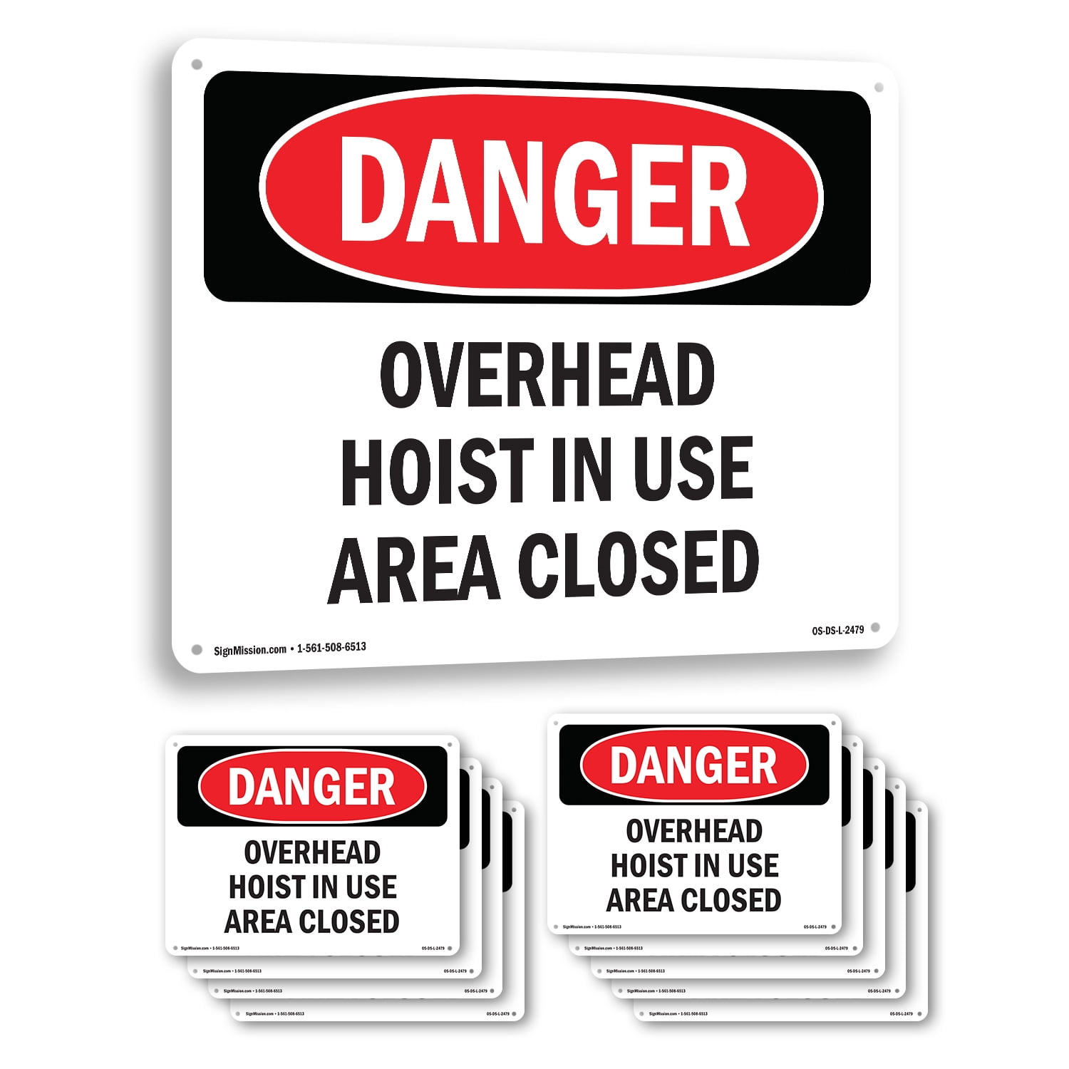 Overhead Hoist In Use Area Closed OSHA Danger Rigid Plastic Sign 24 ...