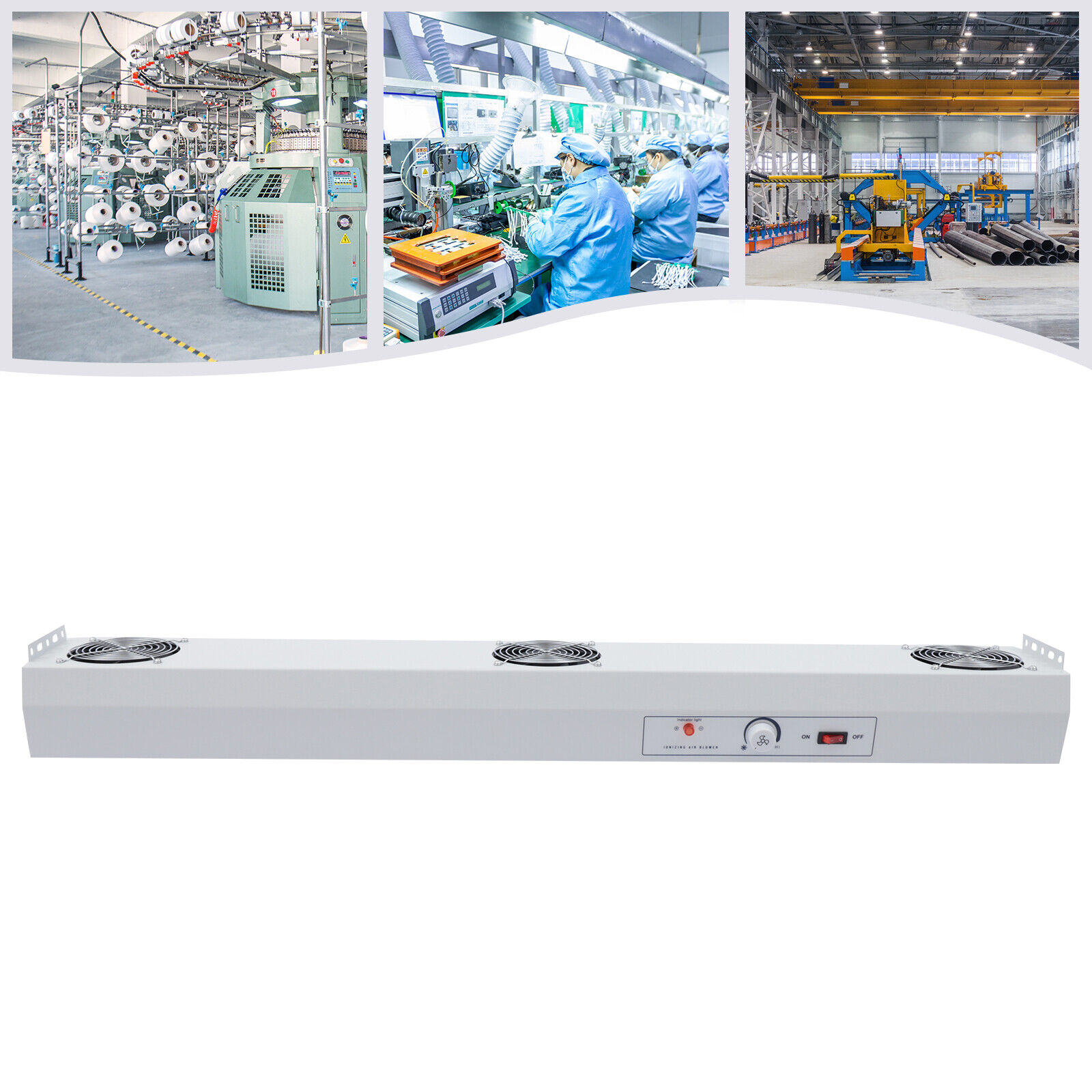 Overhead Ionizer Air Blower Industrial 3 Fans Antistatic Cleanroom Fan ...
