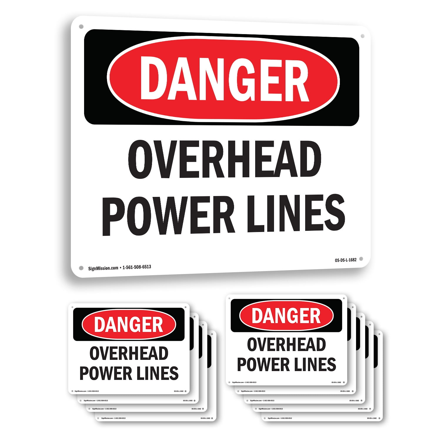 Overhead Power Lines OSHA Danger Aluminum Sign 18 Inch x 12 Inch - 10 ...