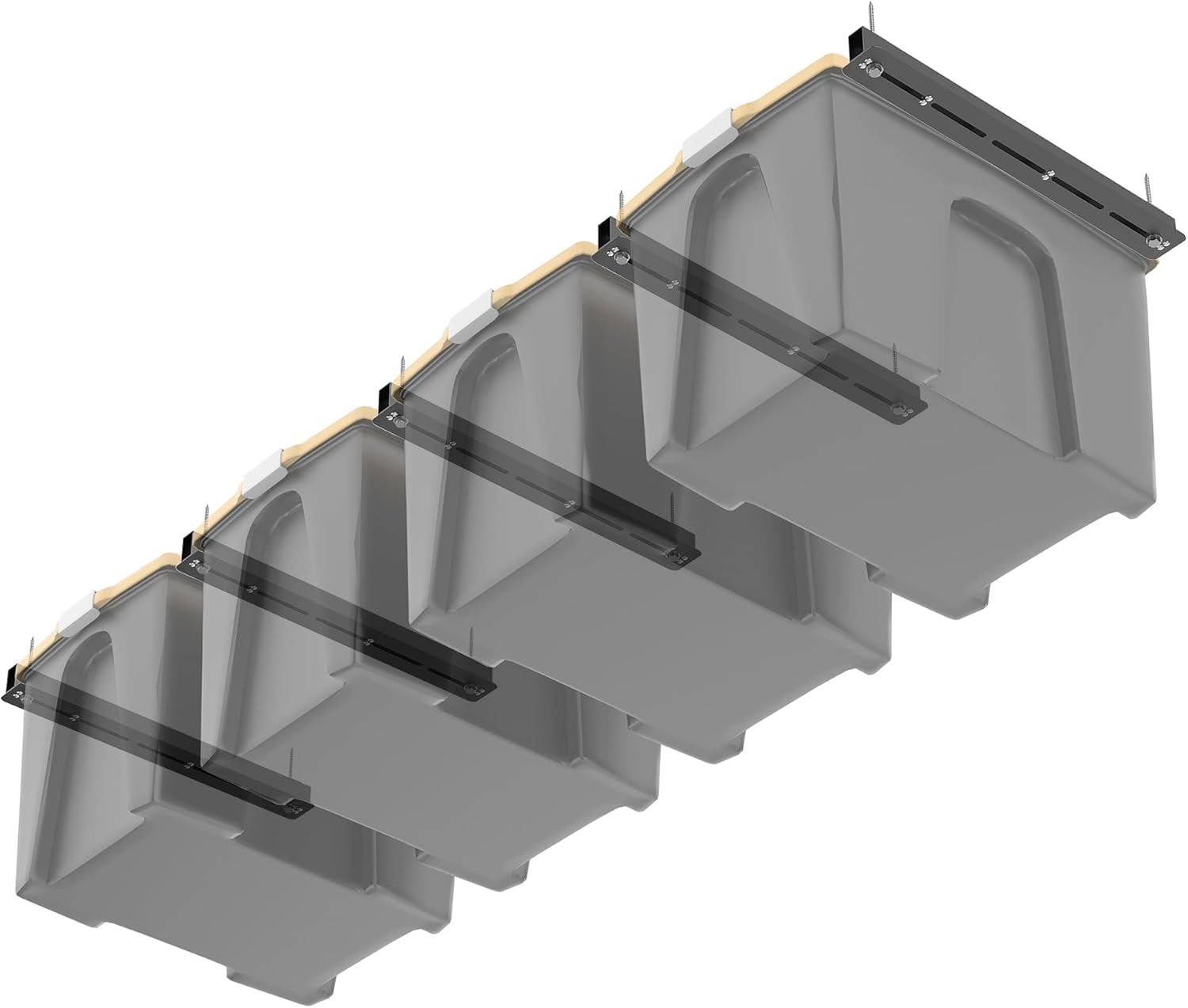 Overhead Tote Storage Rails, Heavy Duty Garage Ceiling Bin Storage Rack ...