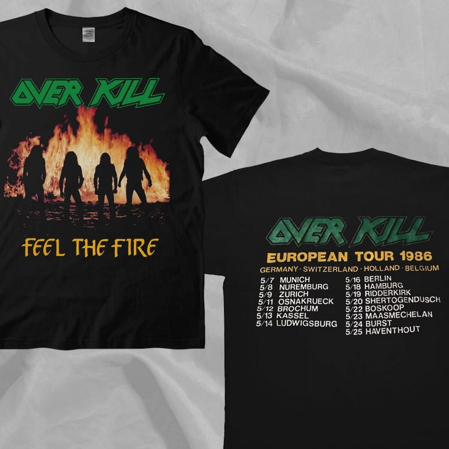 Overkill Band Feel The Fire 1986 European Tour T-Shirt For All Fans All ...