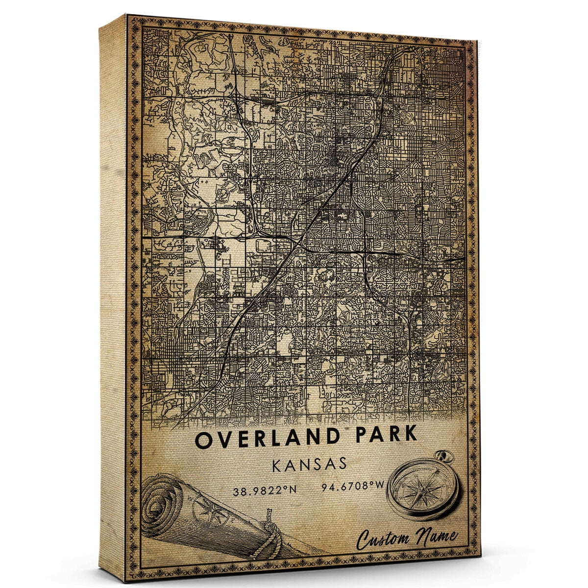 Overland Park Map Poster, Kansas Map Art Poster, Canvas, Overland Park ...