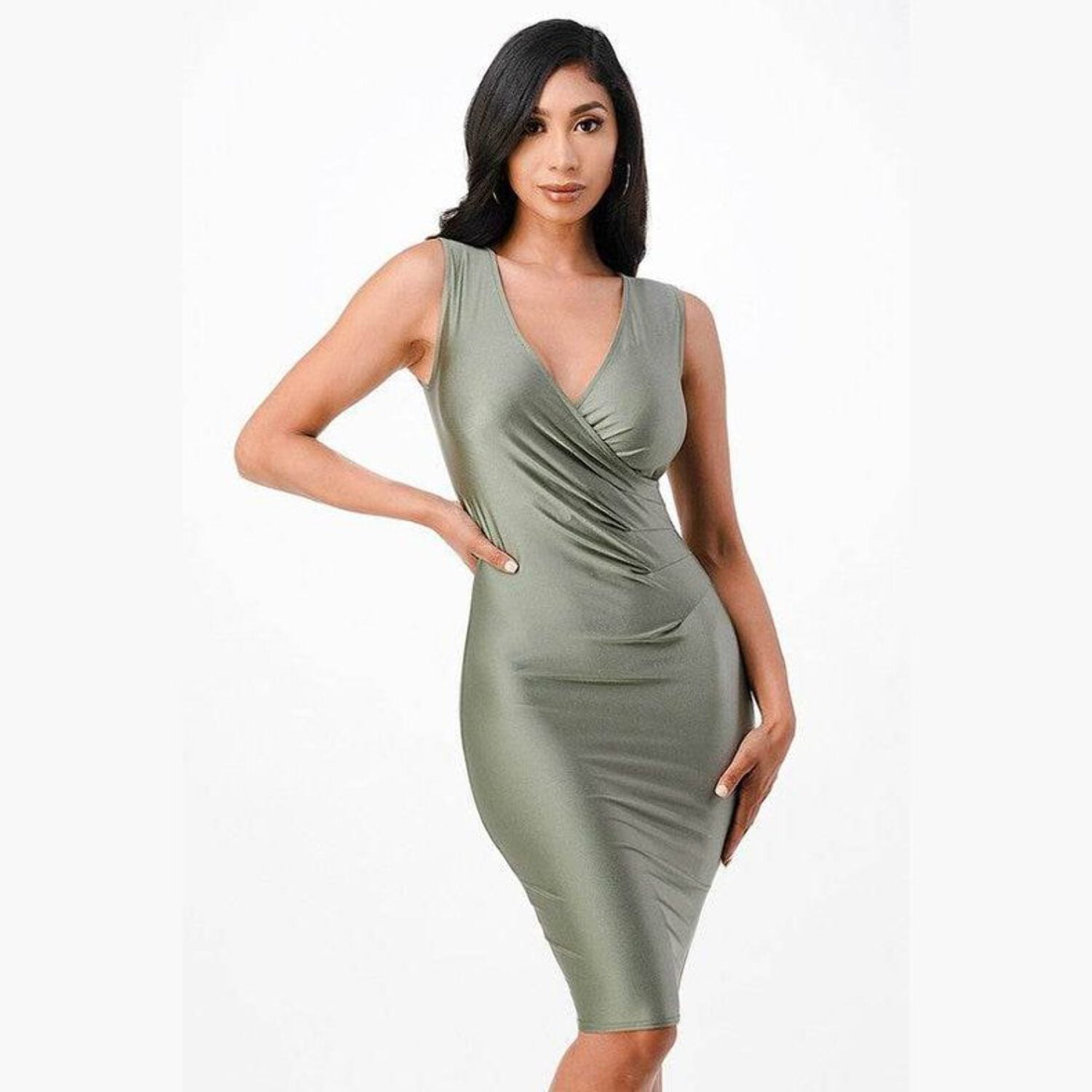 Overlap Tricot Tanya Dress with Side Pleats - Walmart.com