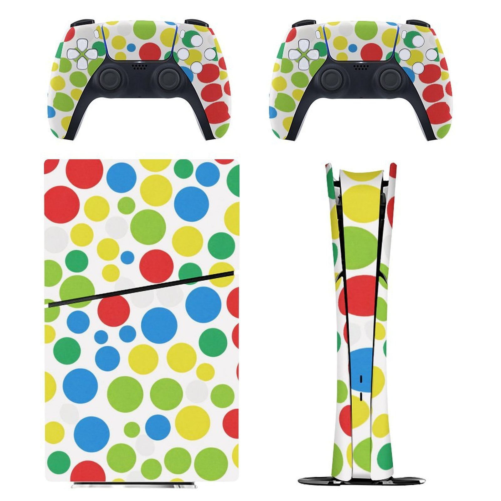 Overlapping Colorful Dots Console Skin Bundle for PS5 Pro Slim Disc ...