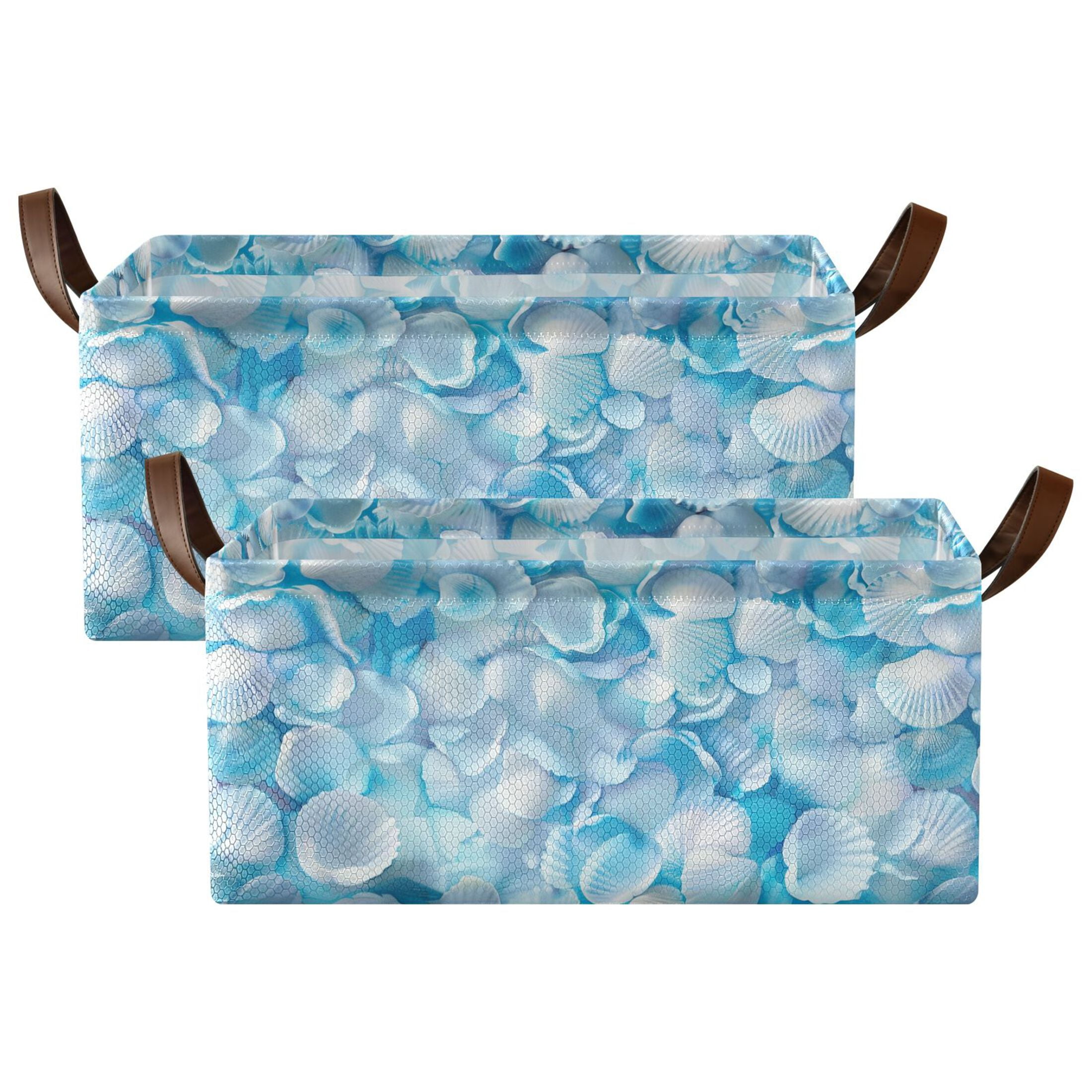 Overlapping Seashells 2 Pcs Collapsible Storage Bins Fabric Shelf ...
