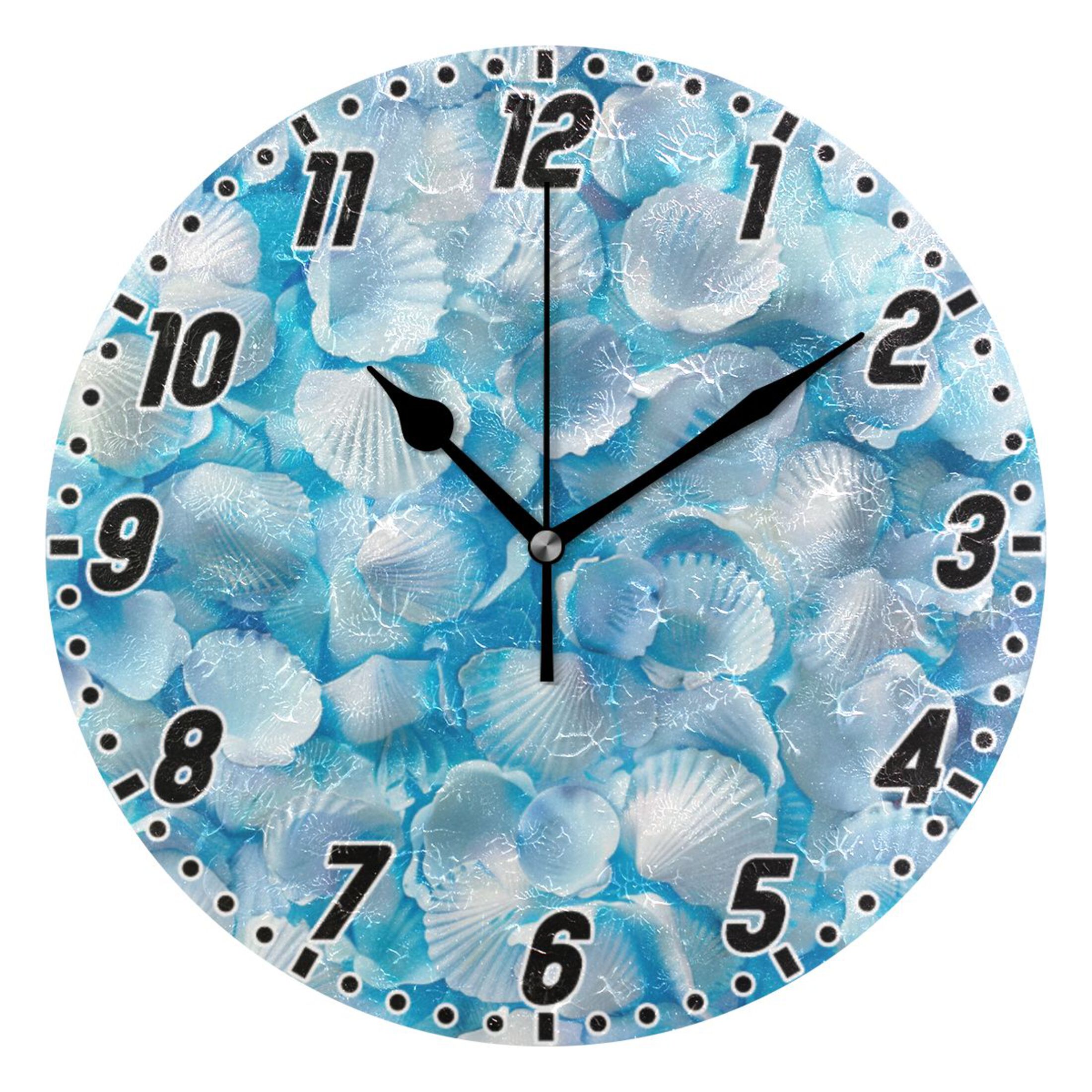 Overlapping Seashells Wall Clock 9.8 inch Battery Operated Clocks Non ...