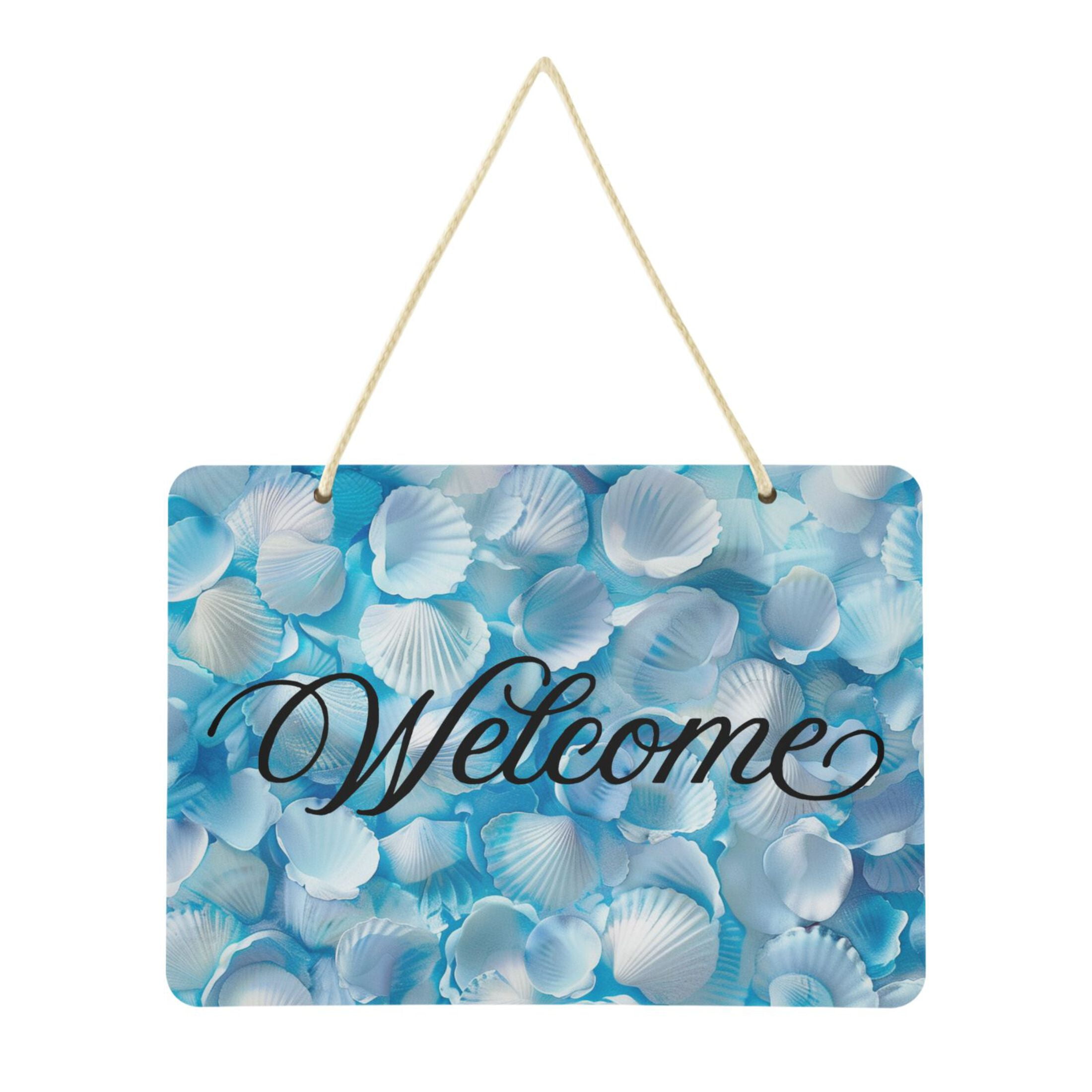 Overlapping Seashells Welcome Sign Front Door PVC 14x10 inch Hanger ...