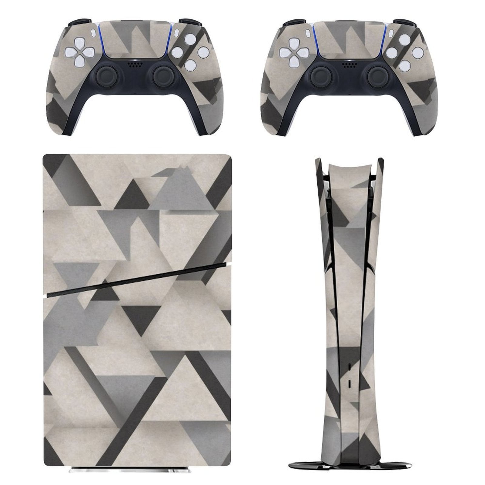 Overlapping Triangles Gray And Black Console Skin Bundle for PS5 Pro ...