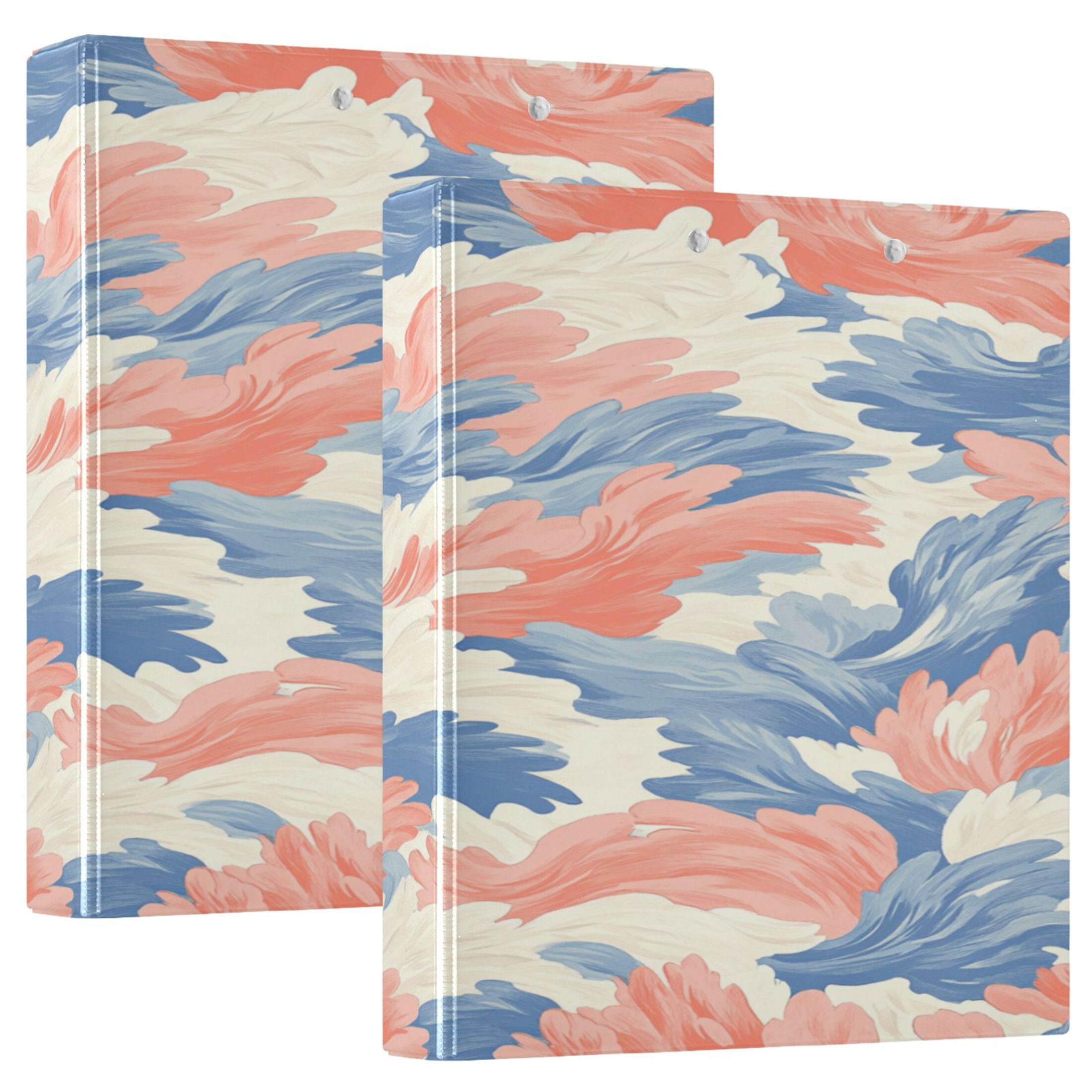 Overlapping Waves Pattern 12.4x10.6in PVC Round Ring Binders, 2-Pack, D ...