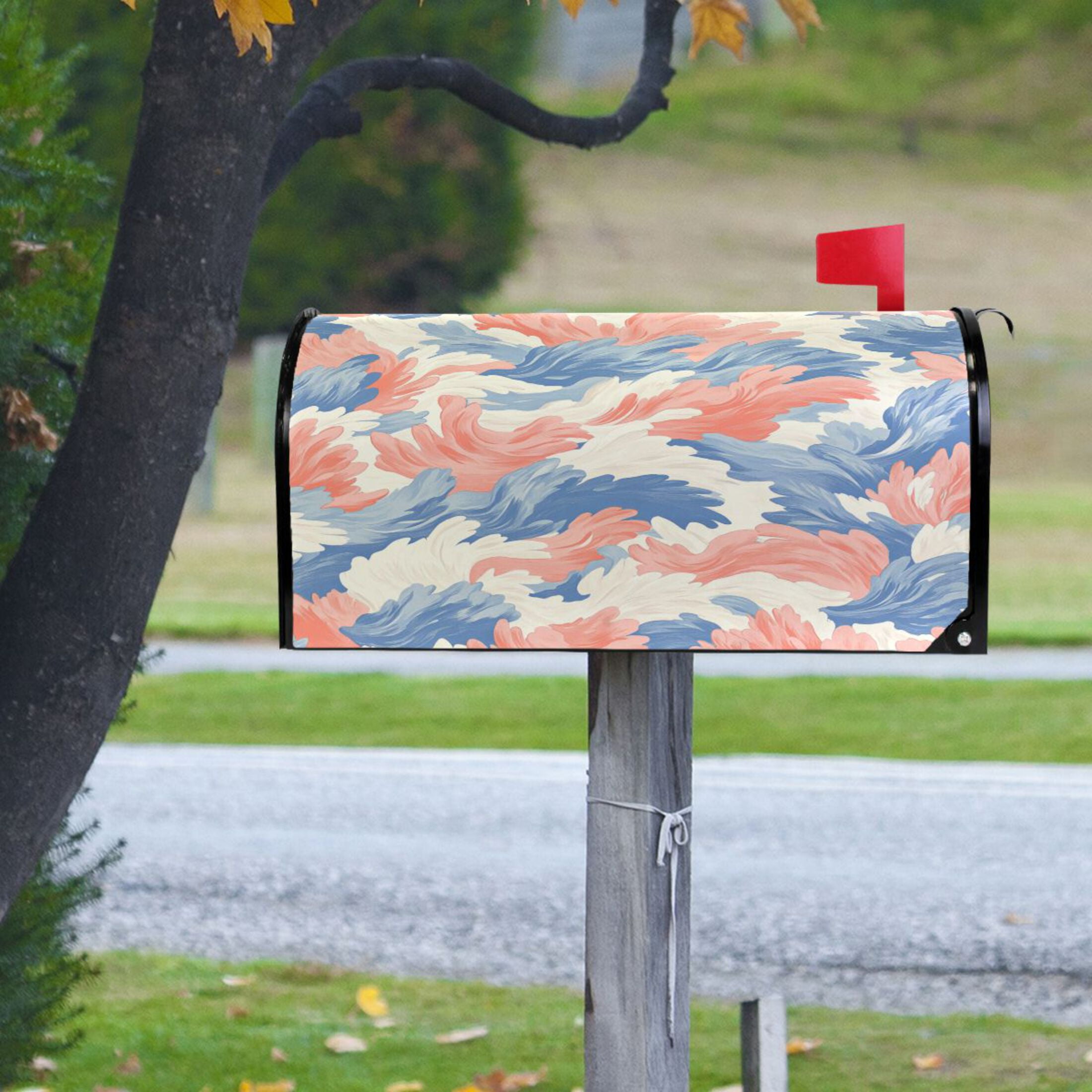 Overlapping Waves Pattern Magnetic PVC Mailbox Cover, 20.7" x 18 ...