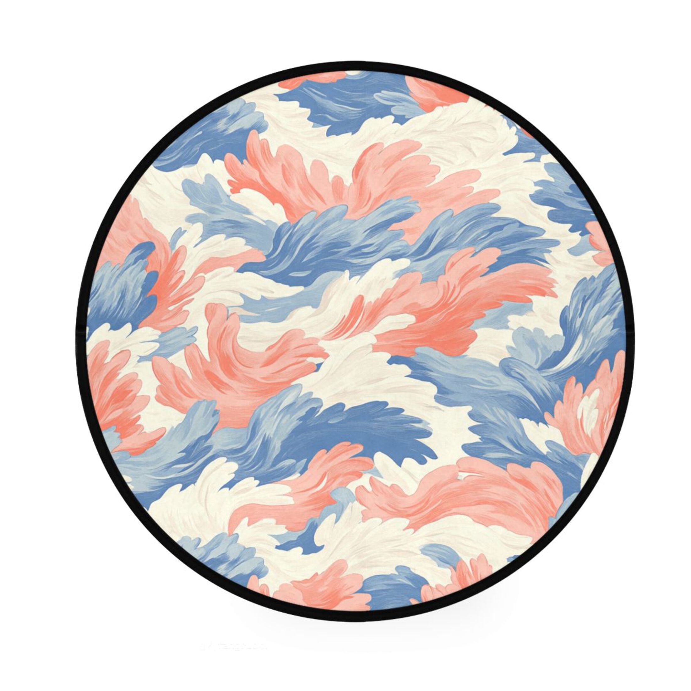 Overlapping Waves Pattern Memory Foam Bath Mat 36" Absorbent Rug with ...
