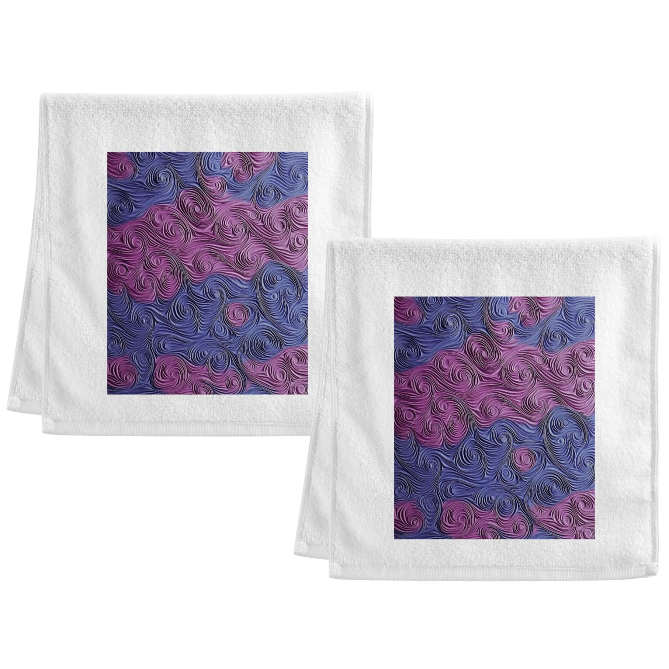 Overlapping Waves Pattern Set of 2 Pure Soft Cotton Towel with Vibrant ...