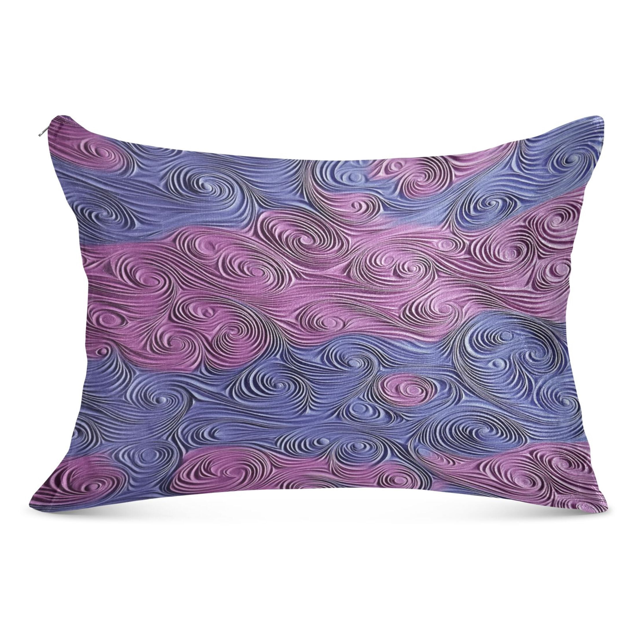 Overlapping Waves Pattern Soft Plush Pillow Cover, Zippered Design ...
