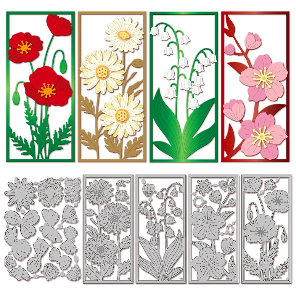 Overlay Floral Frame Cut Dies Cherry Blossom Cutting Die Poppy Cutting ...