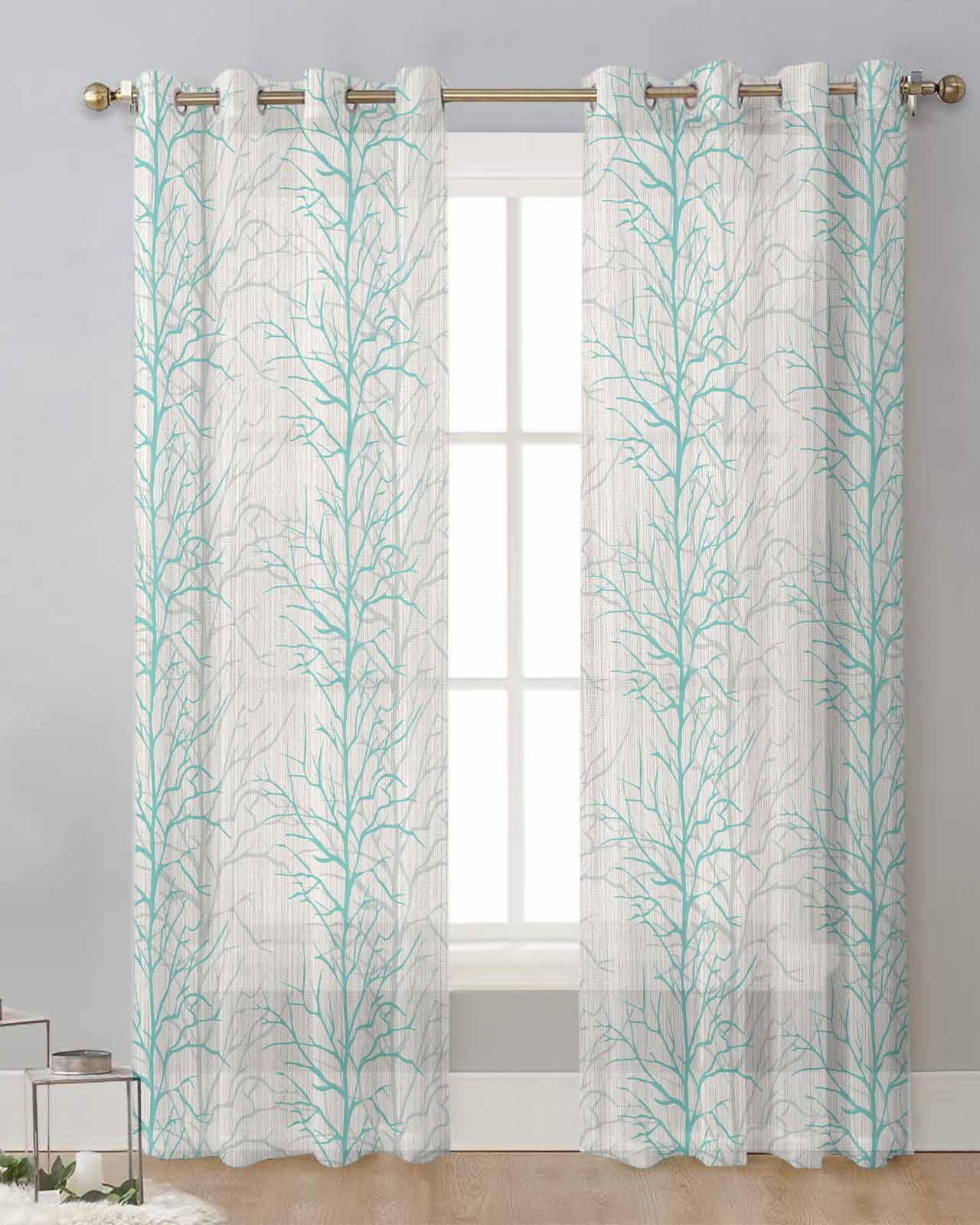 Overlay Of Tree Branch Loop Diagram Sheer Curtains For Living Room ...