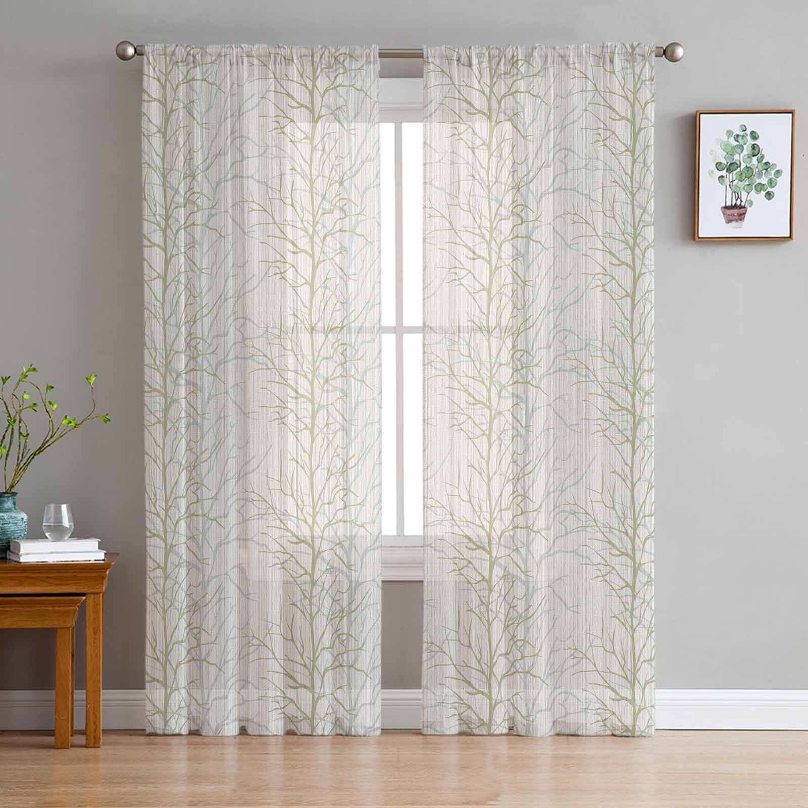 Overlay Of Tree Branch Loop Diagram Sheer Curtains for Living Room ...